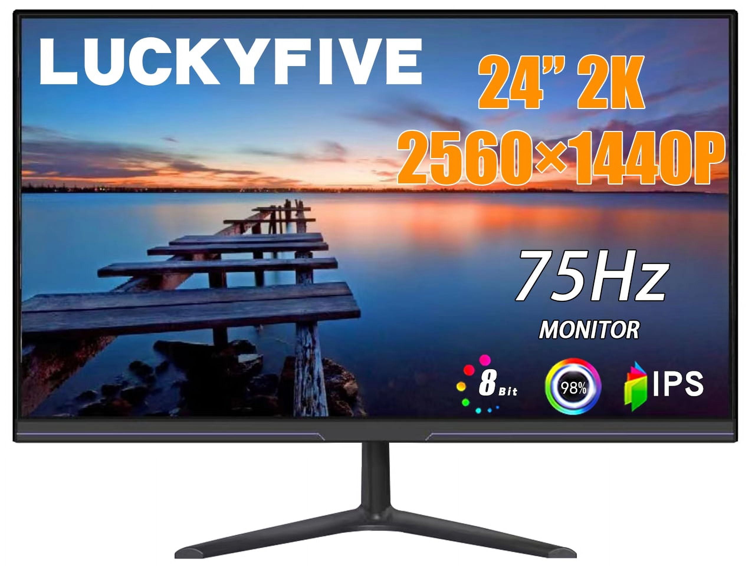 LUCKYFIVE 24 inch 2K 75Hz 2560x1440 IPS Gaming Monitor with 178° Wide Viewing Angle and Built-in ...