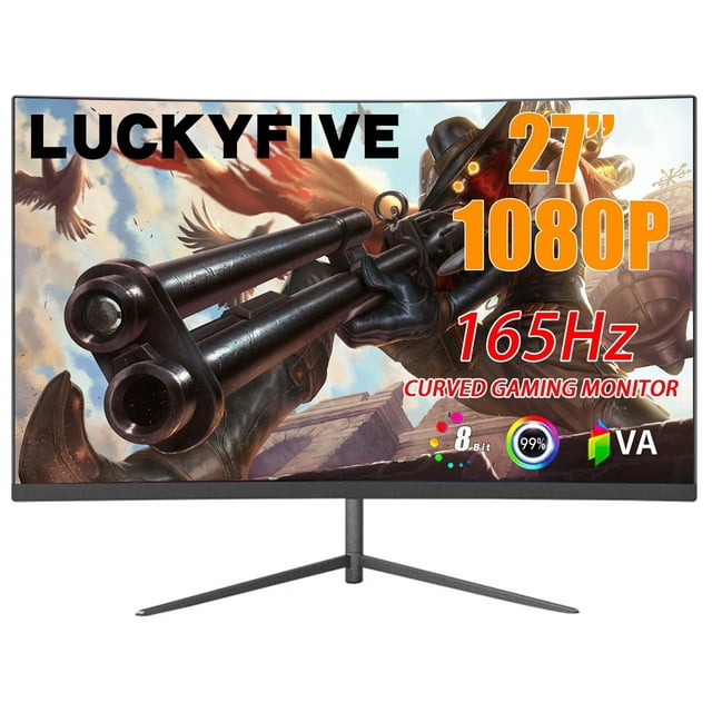 LUCKYFIVE 27'' 165Hz Curved PC Gaming Monitor FHD 1920 x 1080 Built-in ...