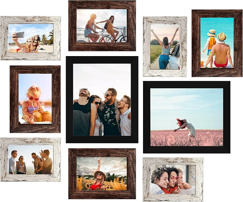 LUCKYLIFE Picture Frame Set 10-Pack, Gallery Wall Frame Collage with ...