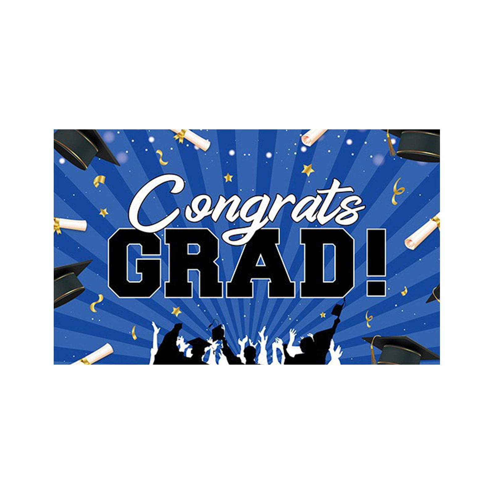 LUCKYLTT Graduation Party Banner Congrats Grad! Large Blue Backdrop ...