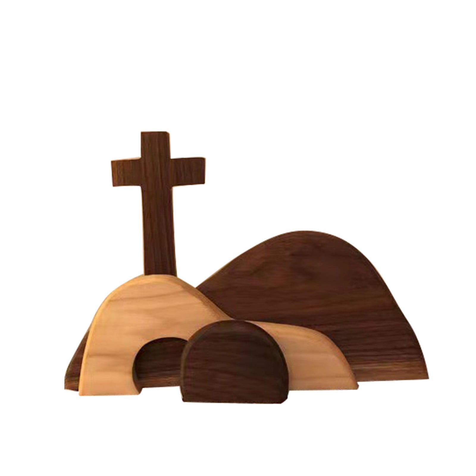 LUCKYLTT Handcrafted Wooden Resurrection Scene Decor with Cross Easter ...