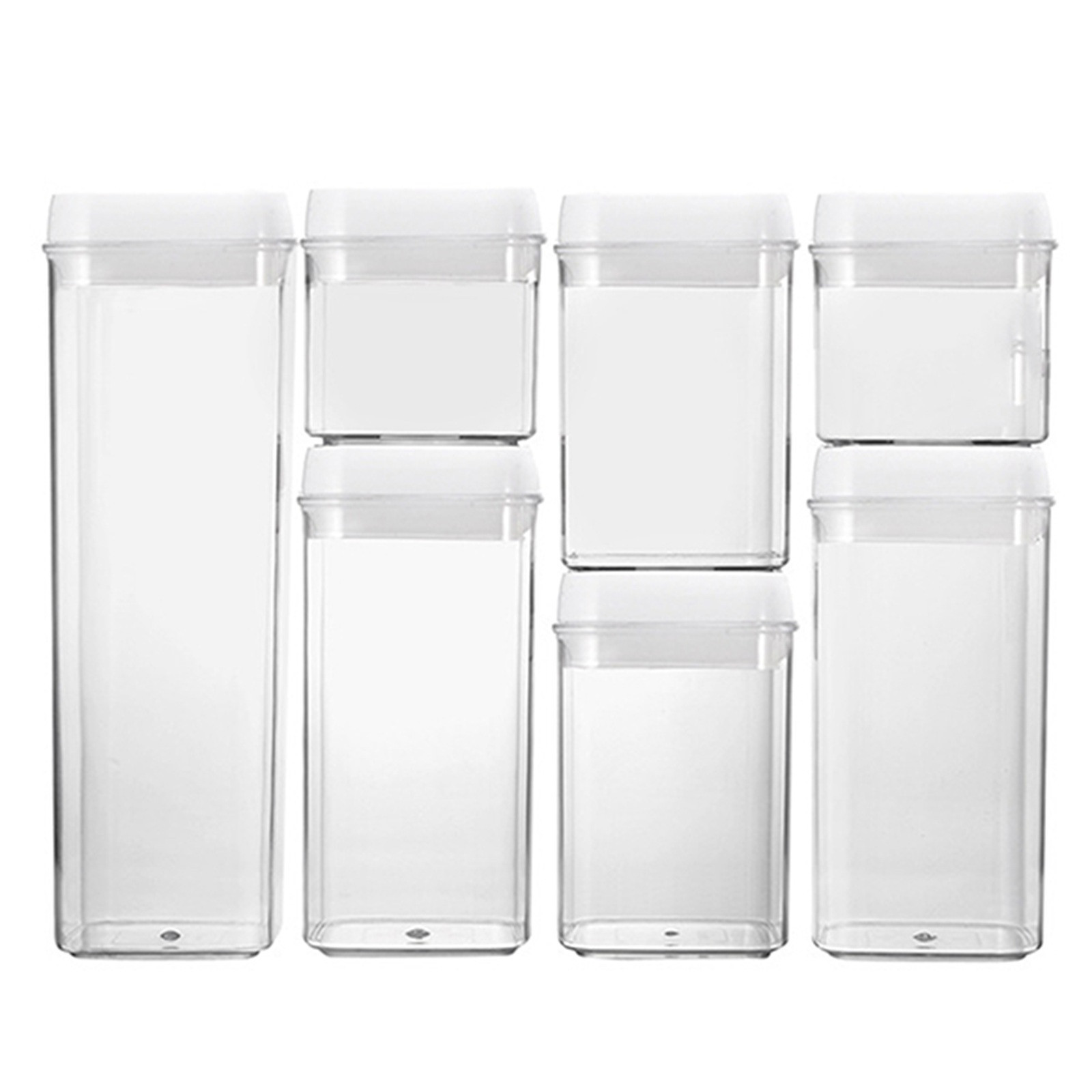 LUCKYLTT Plastic Food Storage Containers With Lids 7PCS Airtight Kitchen Canisters For Flour ...