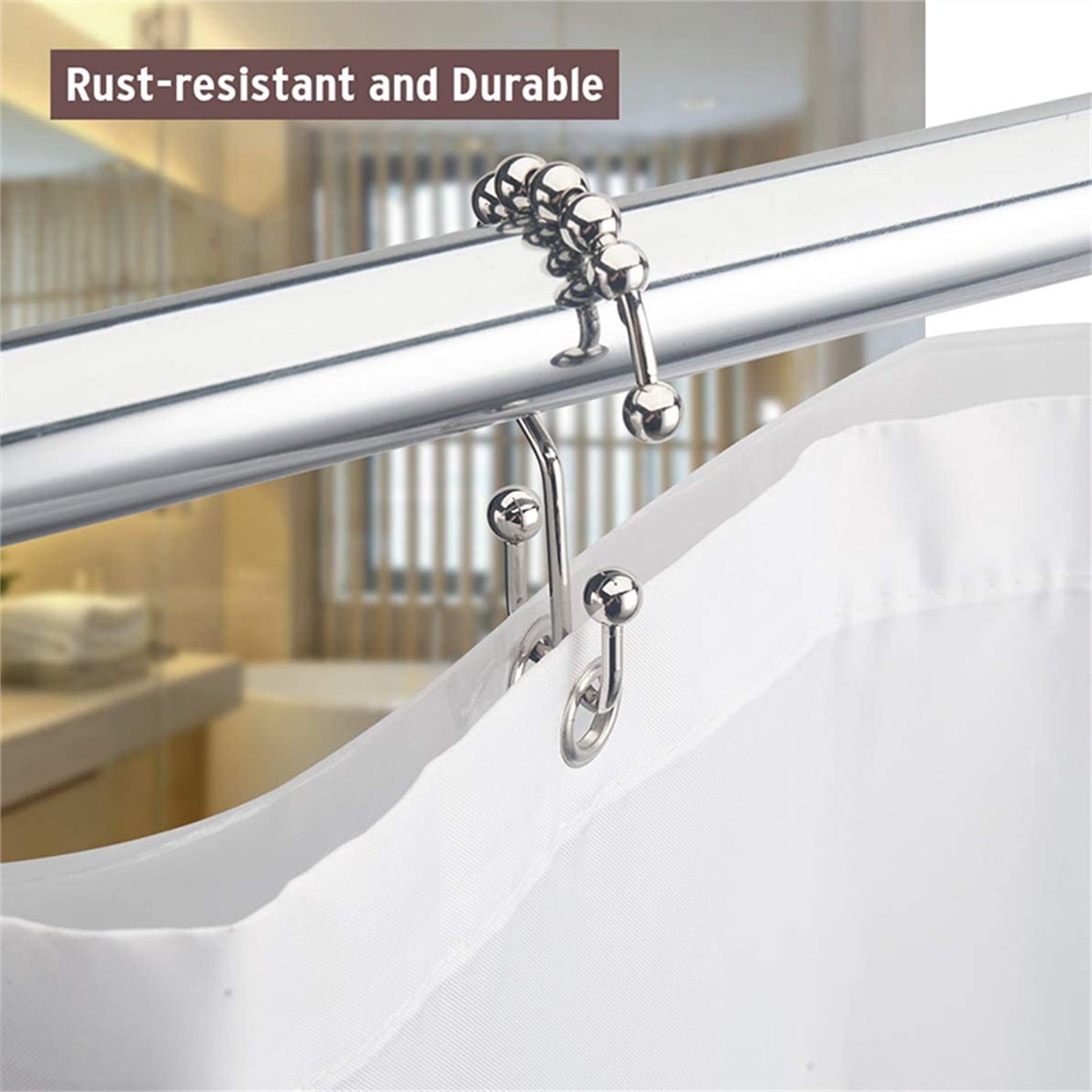 LUCKYLTT Stainless Steel Double Ear Hook Shower Curtain Hook Double ...