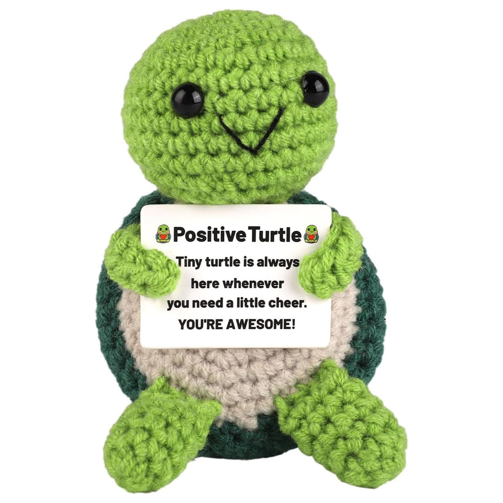 LUCKYLTT1 Handcrafted Crochet Turtle Plush Toy with Positive Message ...