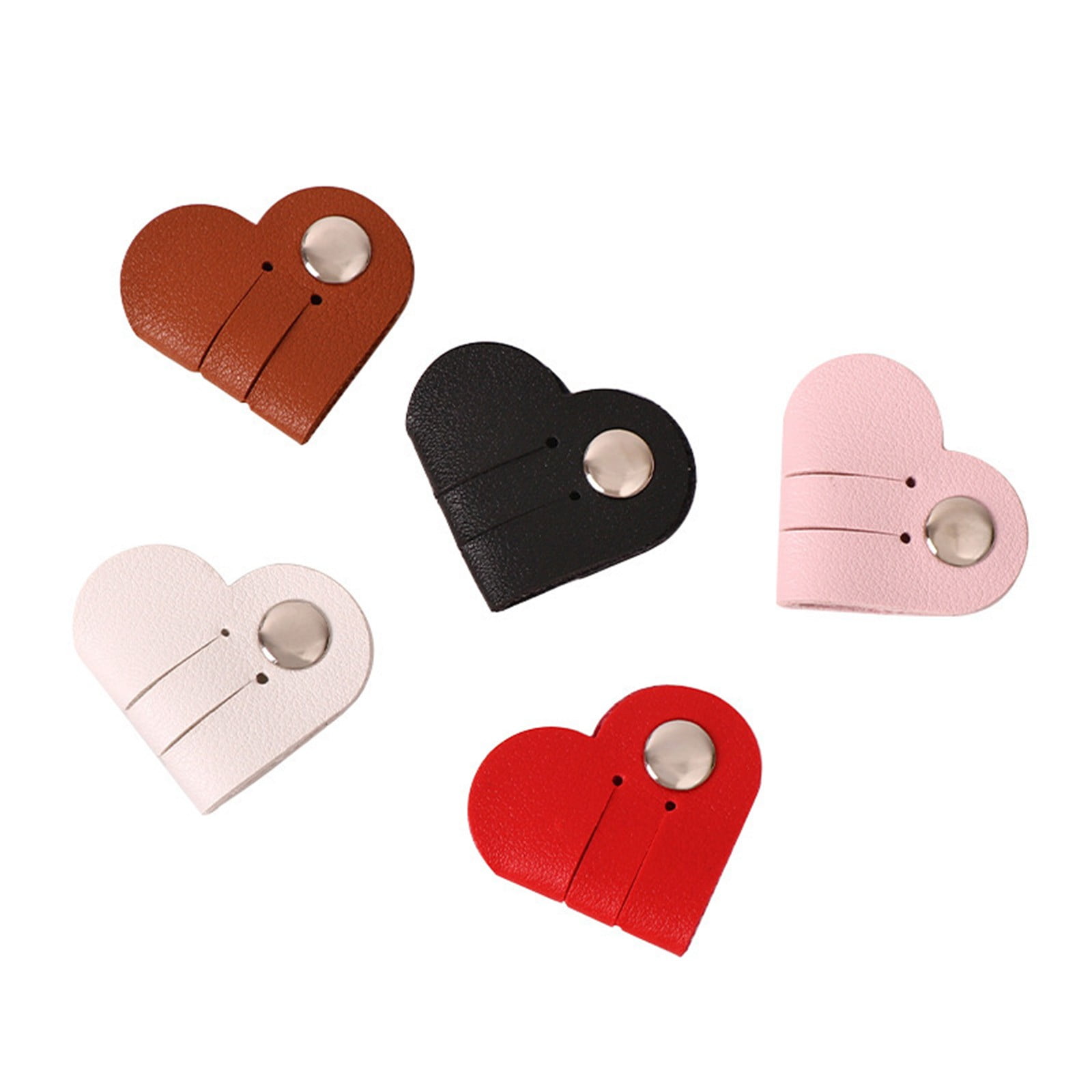 LUCKYLTT1 Heart Shape Cable Organizer, 5 Pack PU Leather Cable ...