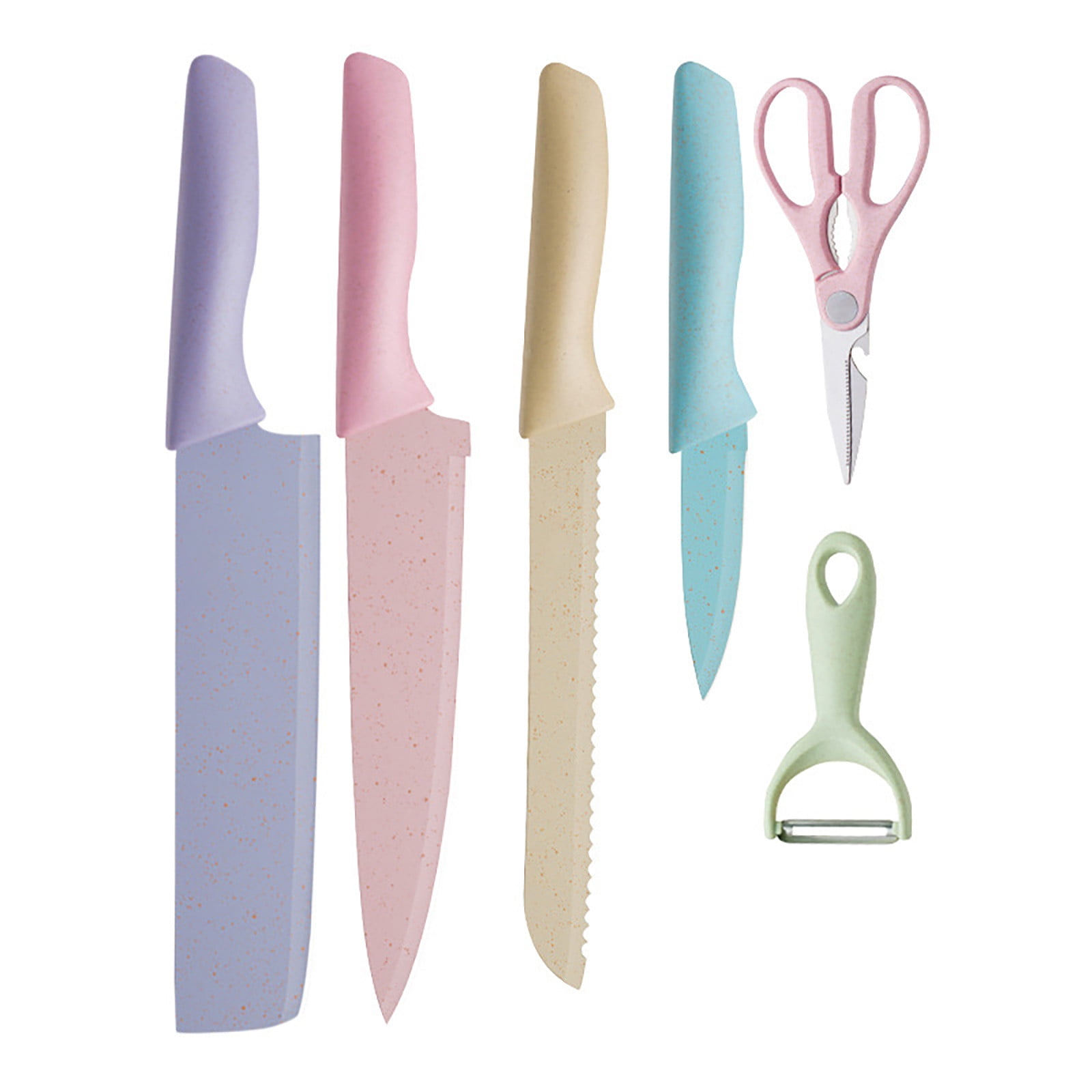LUCKYM Colorful Kitchen Knives Set Of 6 PCS Cute Fruit Knife Set With ...