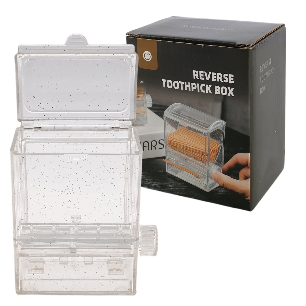 LUCKYM Toothpick Box Transparent Home Toothpick Bottle Daily Rotating ...