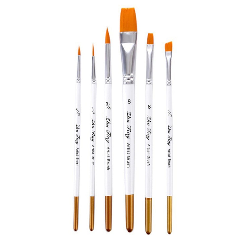 LUCKYTMY 6Pcs Art Painting Brushes Set Nylon Artist Paint Brush Dulcet ...