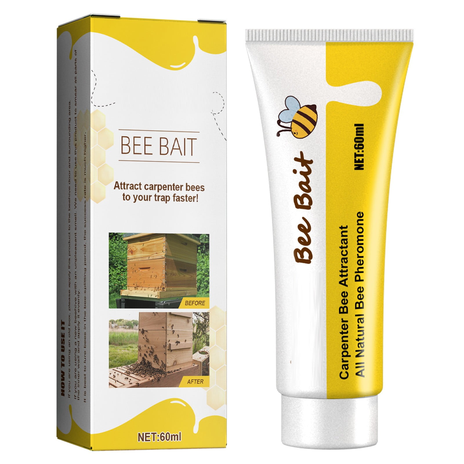 LUCKYTMY Bee Bait Carpenter Bee Attractant All Natural Bee Pheromone ...