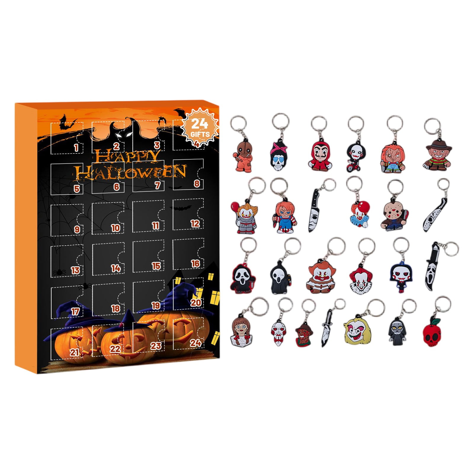 Halloween Advent Calendar 2024 with 24 Unique Horror Movie Keychains ...