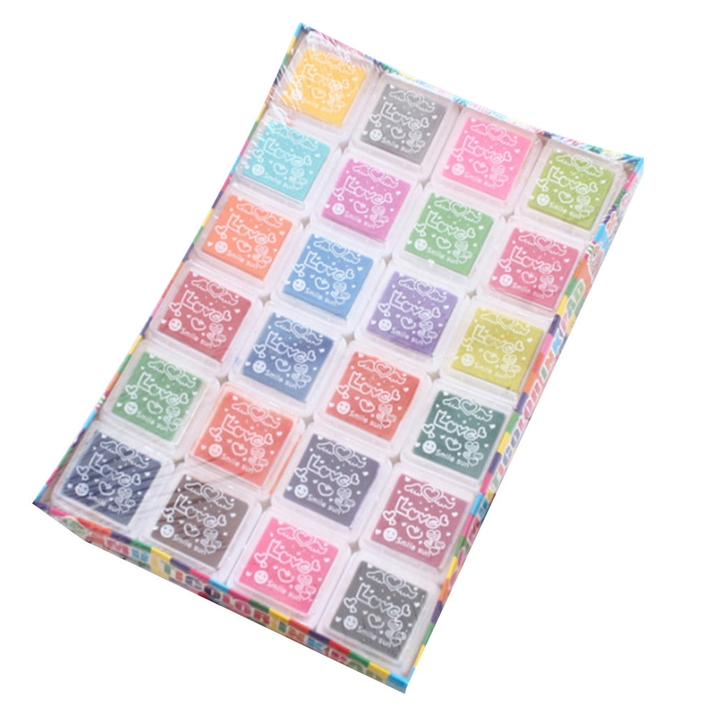 LUCKYXTT 24 Colors Ink Pad Coloured Children Painting Accessory Finger ...