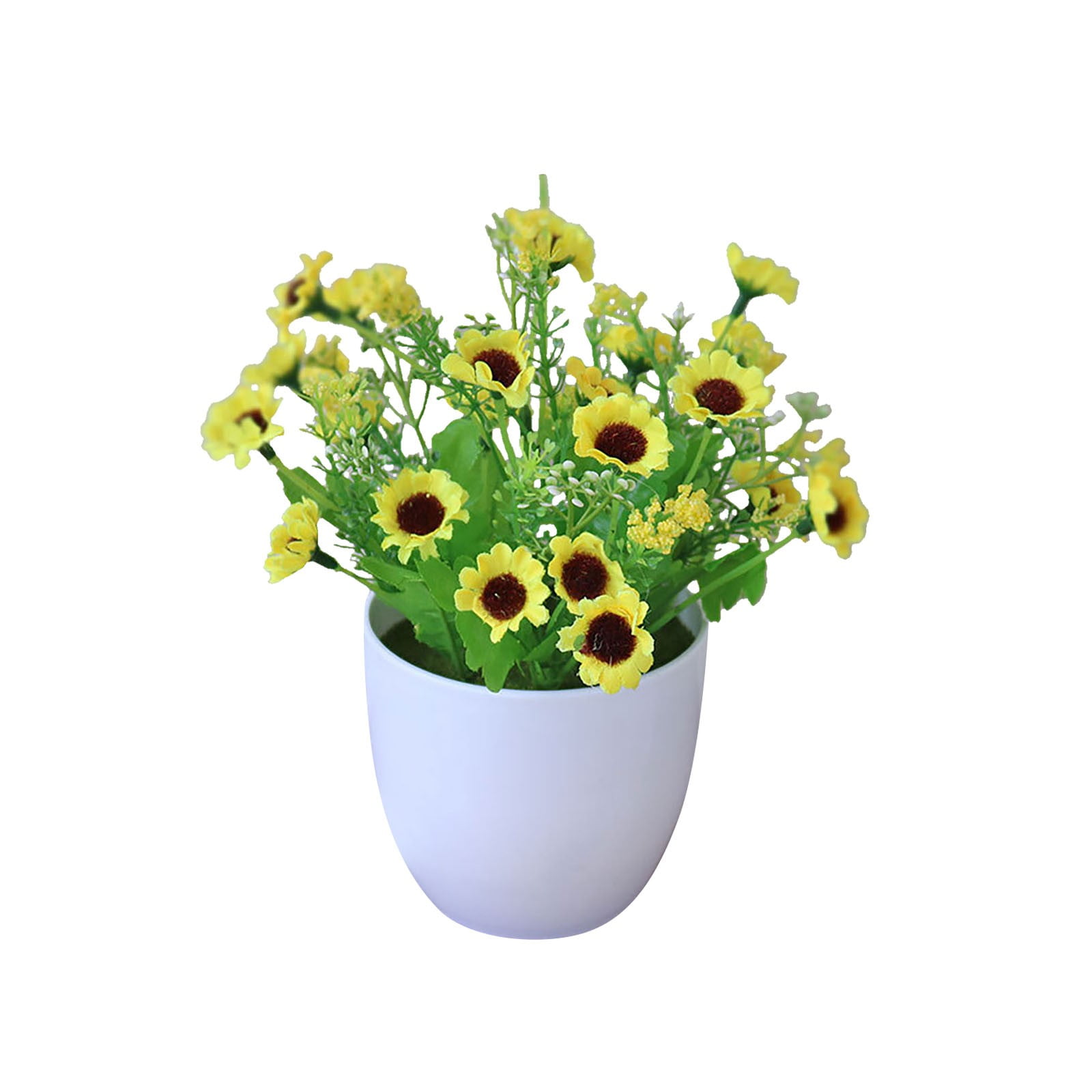 LUCKYXTT Artificial Sunflower Arrangement in White Ceramic Pot for Home ...