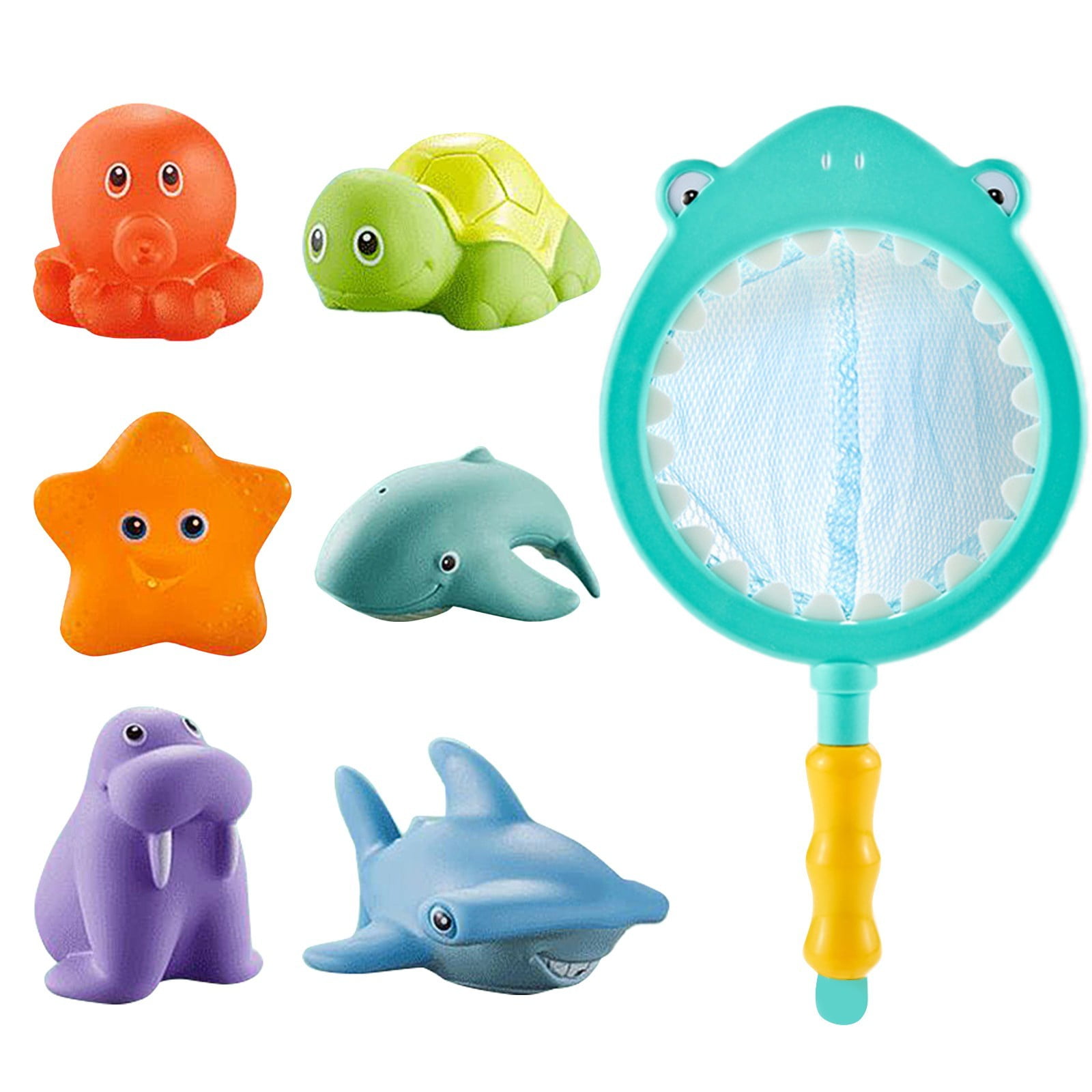 LUCKYXTT Bath Time Fun Sea Animal Set with Floating Toys and Net ...