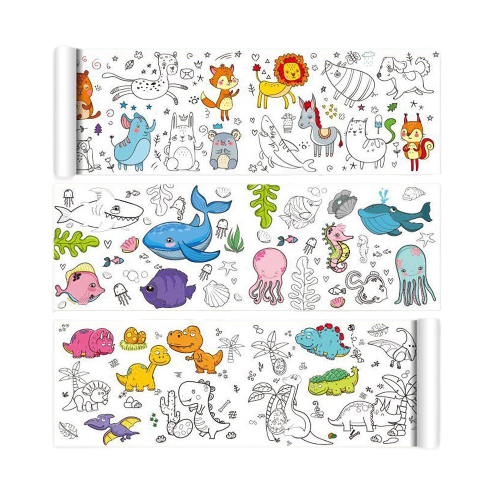 LUCKYXTT Children's Drawing Roll Sticky Color Filling Paper Scroll ...