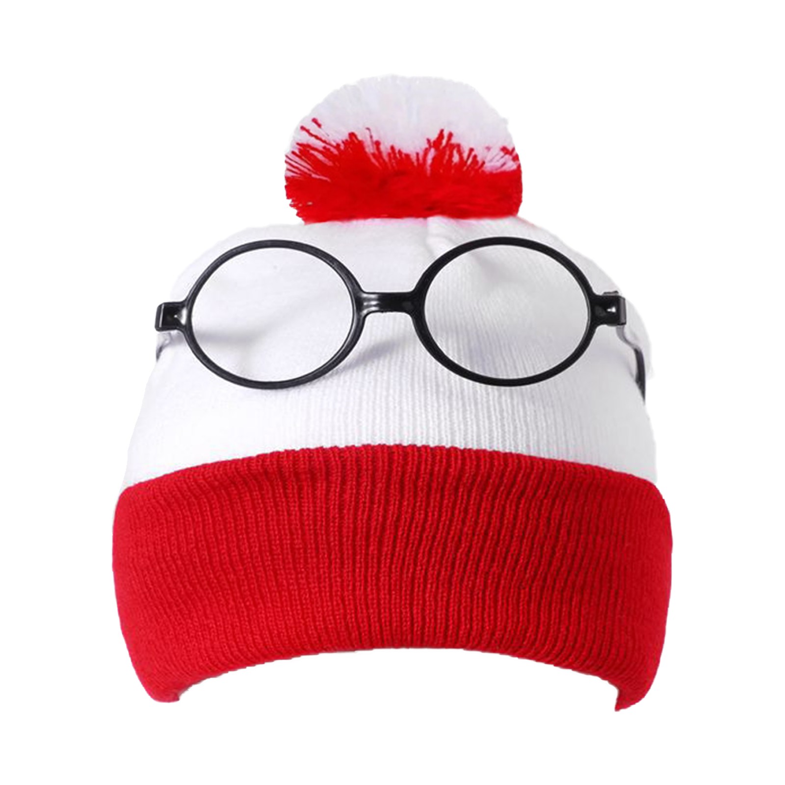 LUCKYXTT Cozy Knit Beanie Hat with Fun Pom Pom and Novelty Glasses ...