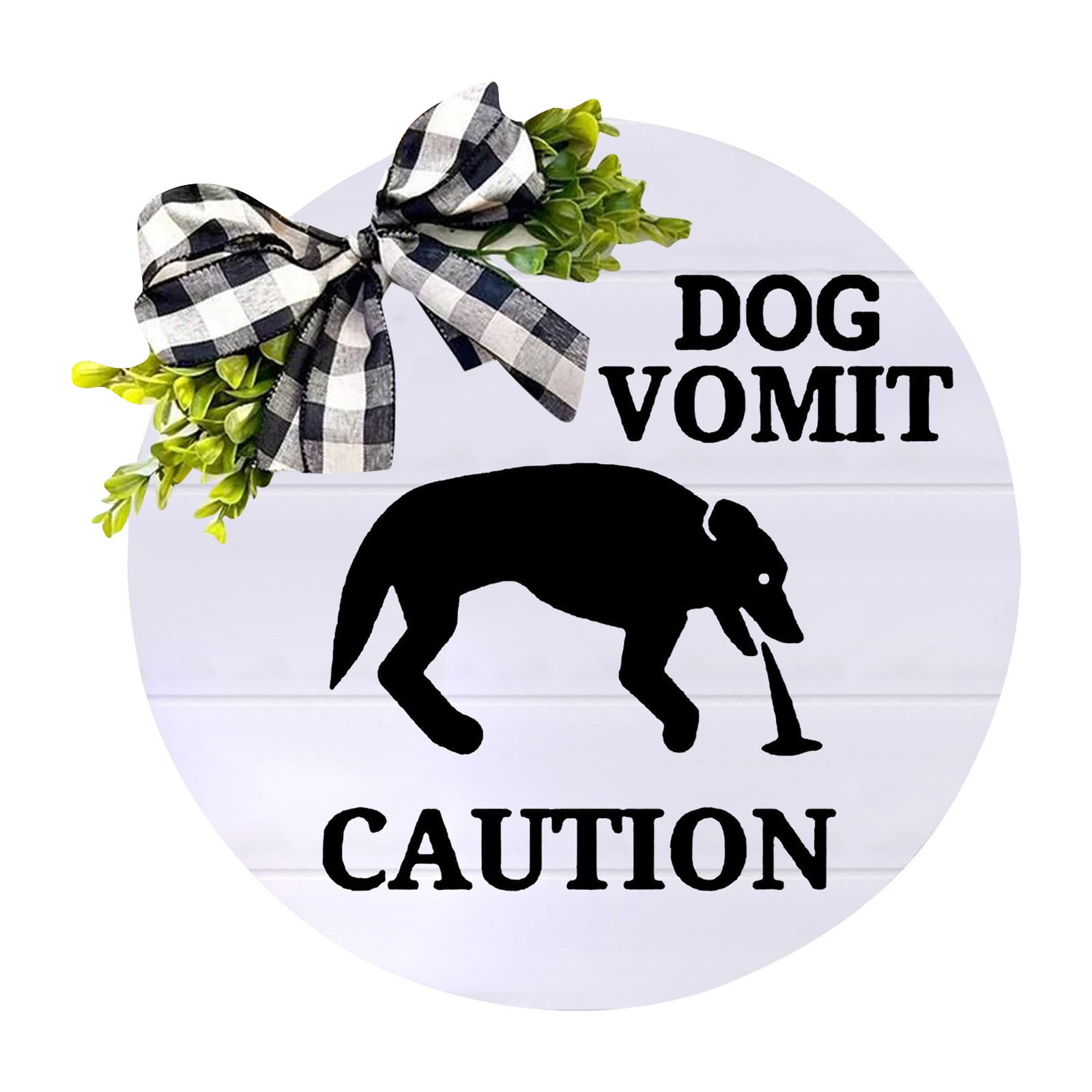 LUCKYXTT Decorative Round Sign with Bow Caution Cat Vomit Design, 12 ...