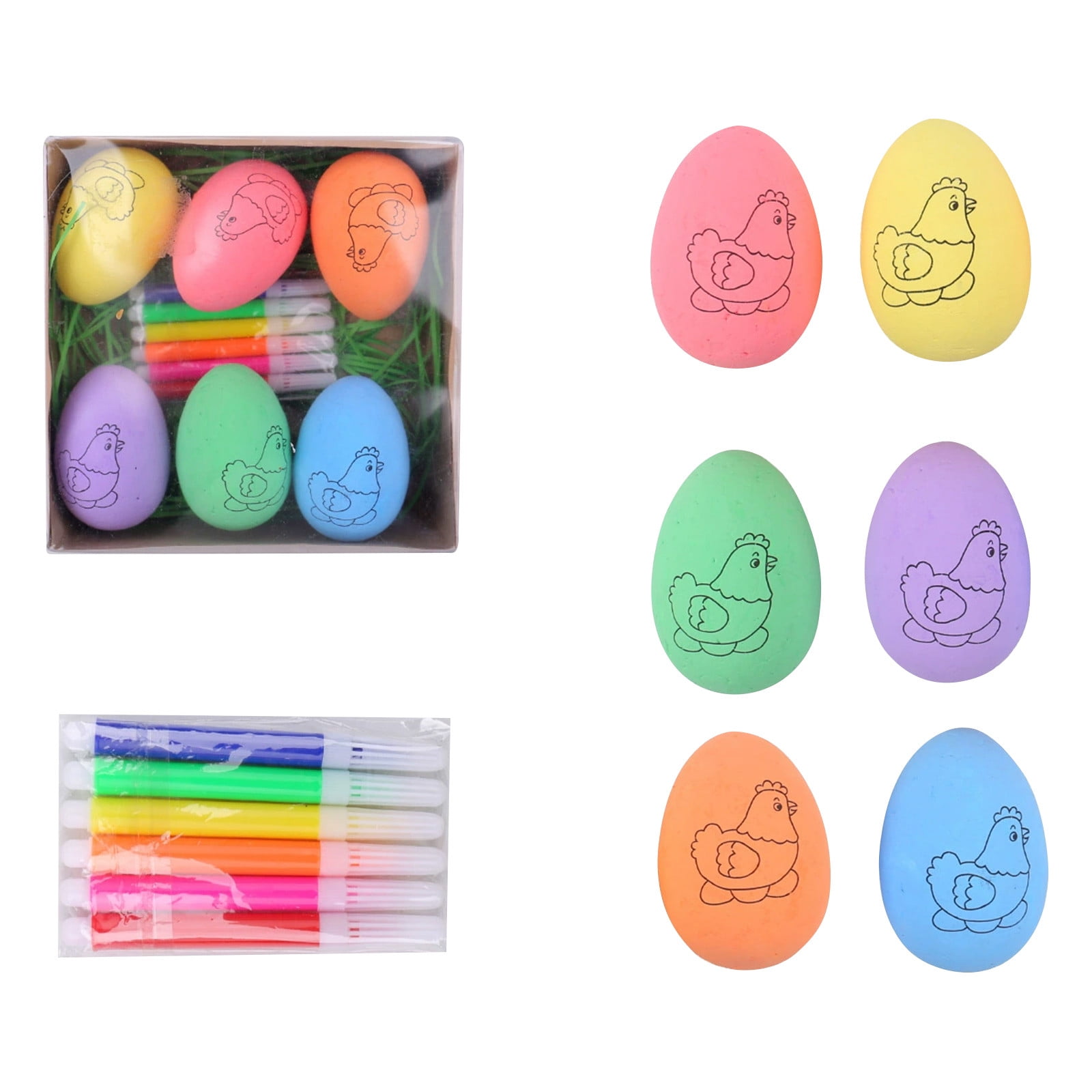 LUCKYXTT Easter Egg Decorating Kit with 6 Colorful Eggs and Markers Fun ...