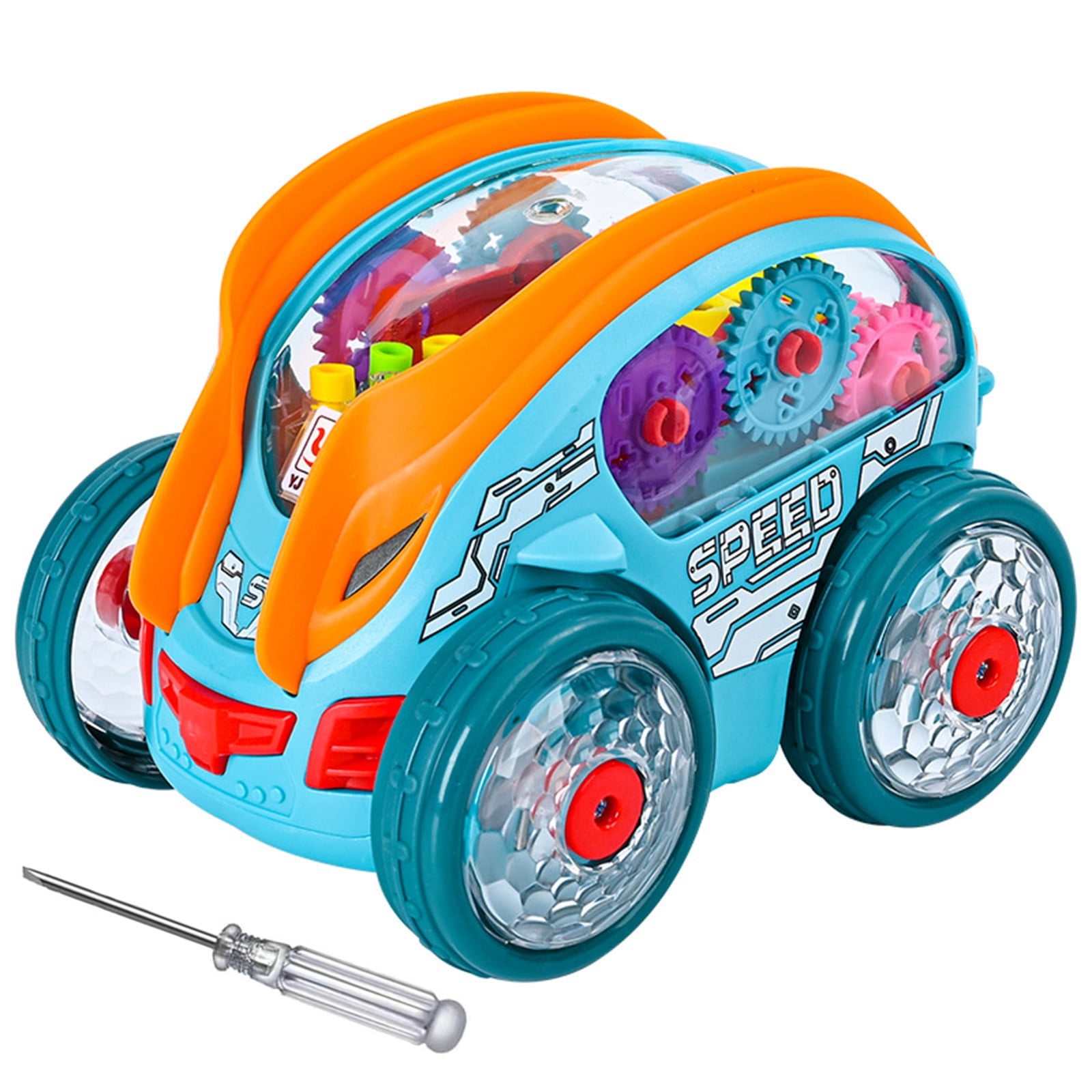 LUCKYXTT Gear Powered Car With Led Lights, Children's Transparent ...