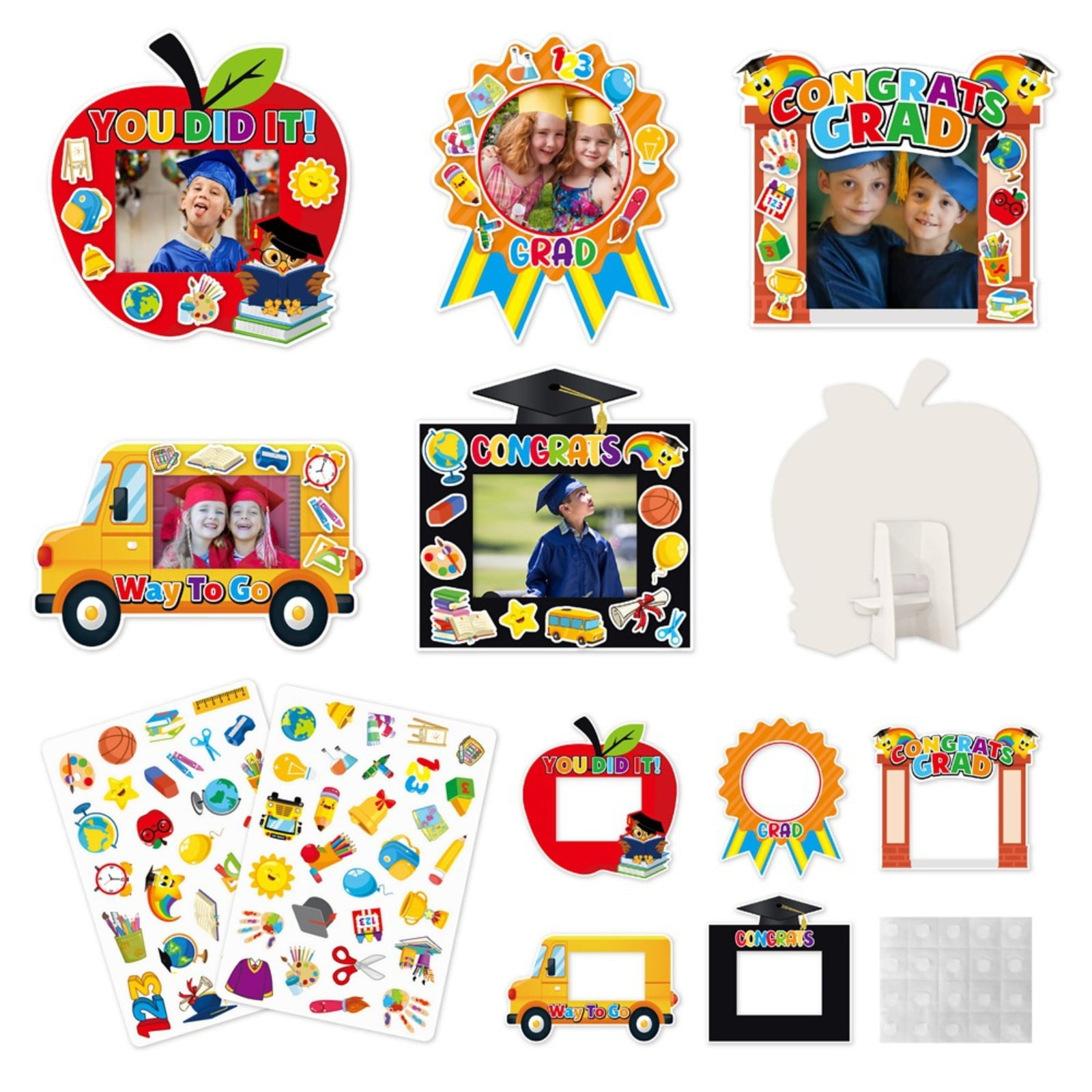 LUCKYXTT Graduation Photo Booth Props Kit School Bus, Apple, Cap & More ...