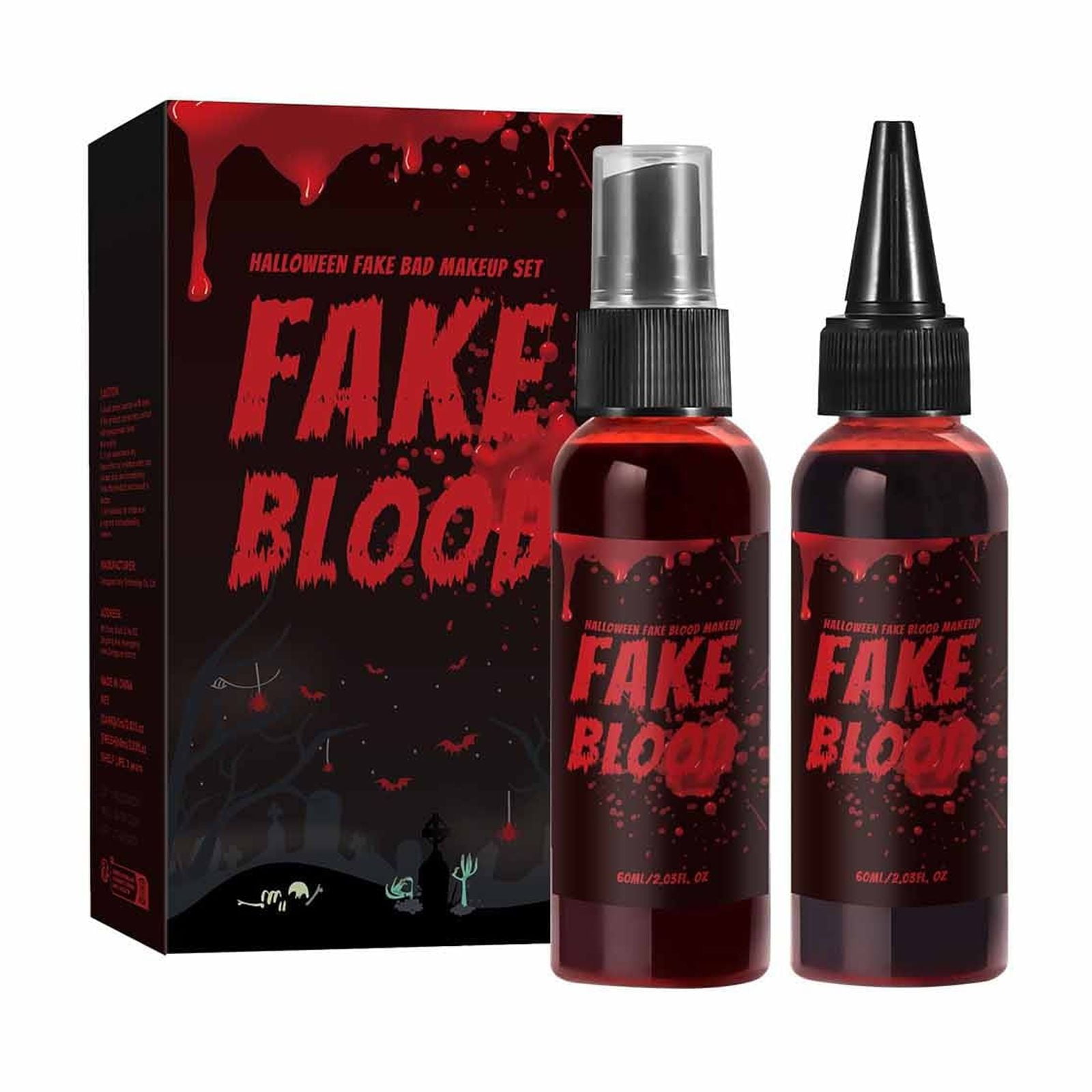 LUCKYXTT Halloween Fake Blood Makeup Set, Fake Blood Spray Halloween ...
