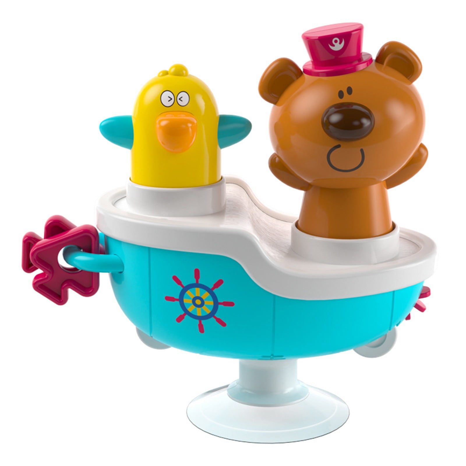 LUCKYXTT Interactive Bathtub Toy Set for Kids Floating Boat with Spinning Gear and Cute Animal ...