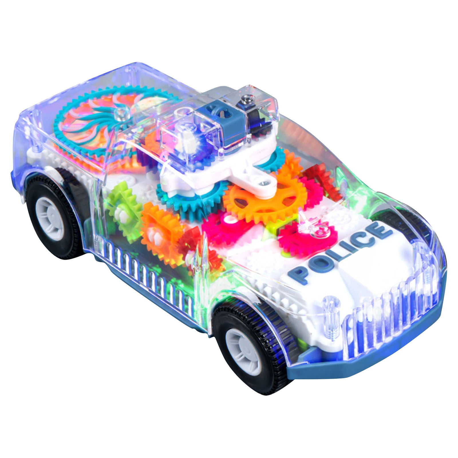 LUCKYXTT Interactive Light-Up Police Car Toy with Colorful Gears, Music ...