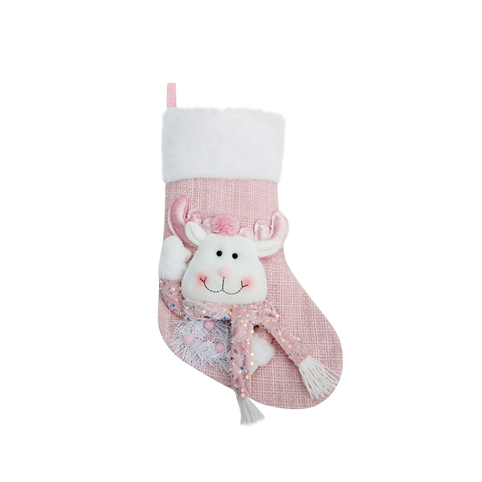 LUCKYXTT Luxurious Pink Velvet Christmas Stocking with Santa Claus ...