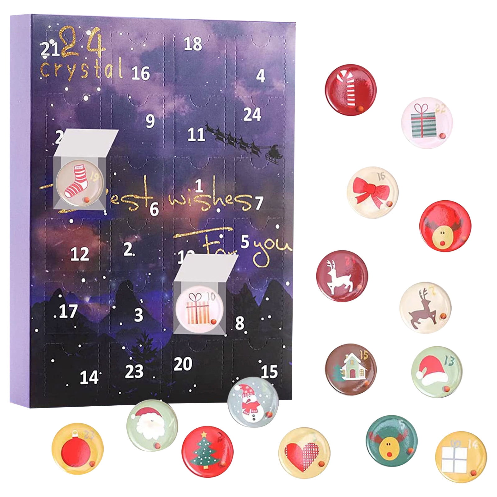 LUCKYXTT Luxury 24-Day Advent Calendar with Crystal Accents, Holiday ...
