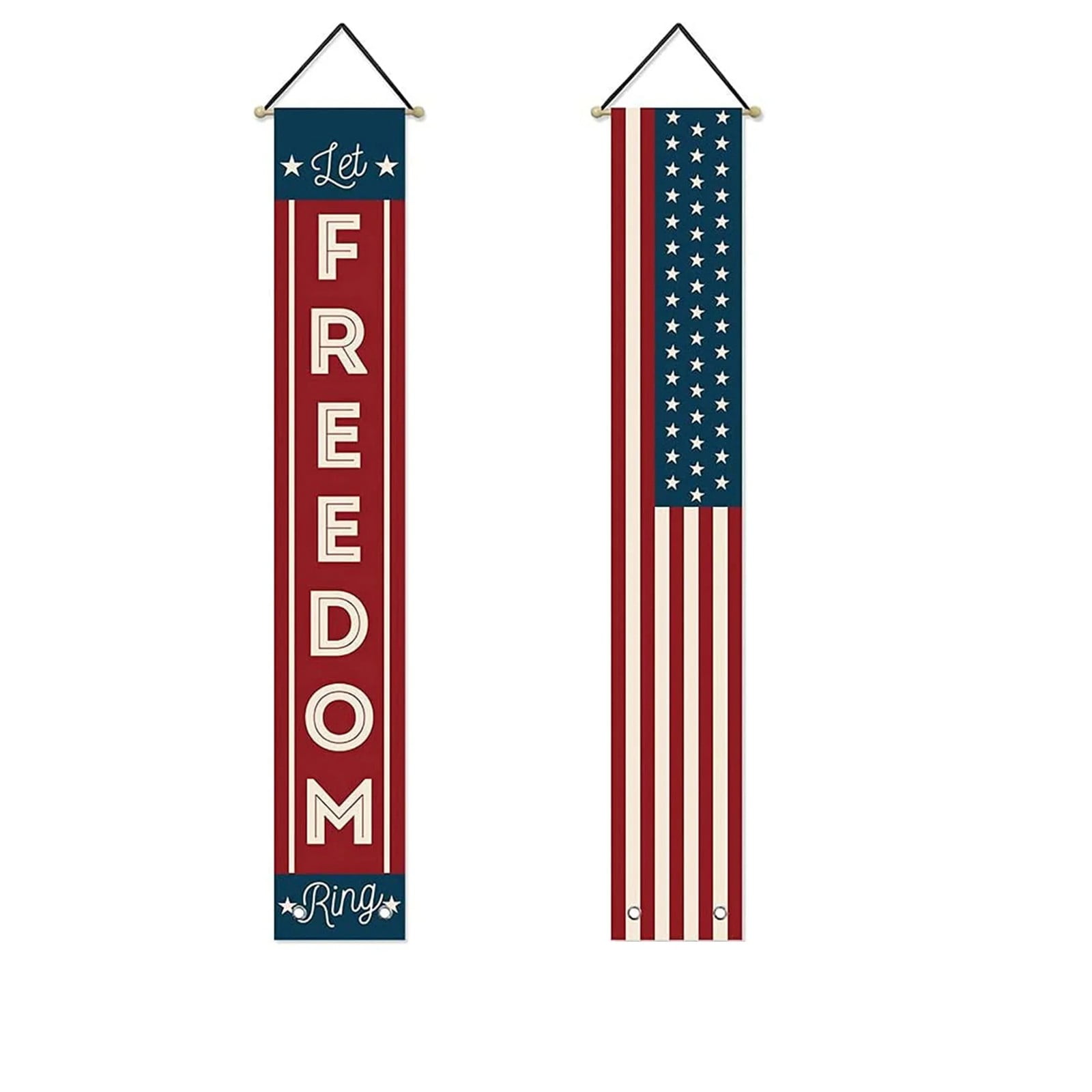 LUCKYXTT Patriotic Vertical Banner Set Let Freedom Ring & American Flag ...