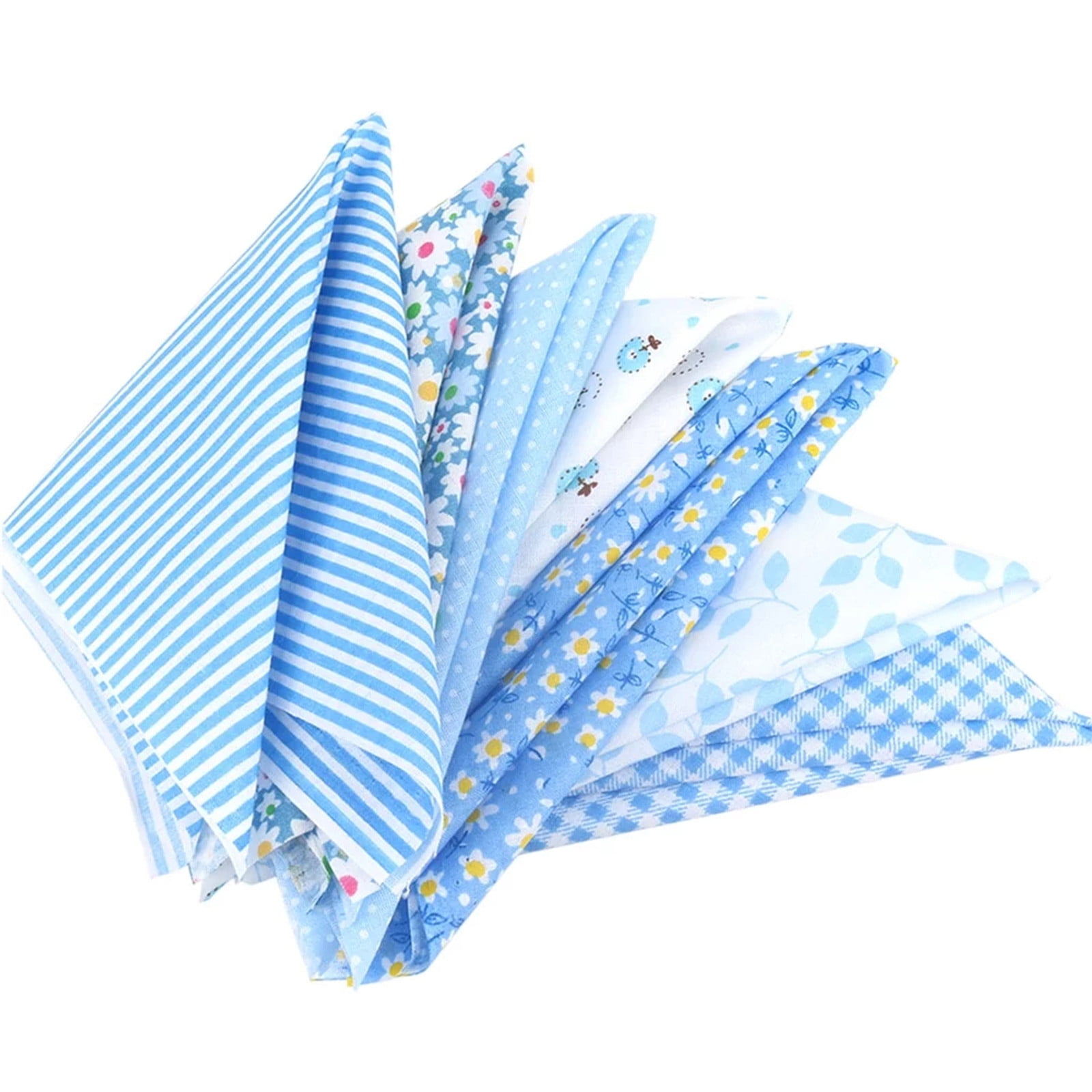 LUCKYXTT Premium Cotton Fabric Squares Bundle 10 Assorted Blue Patterns ...