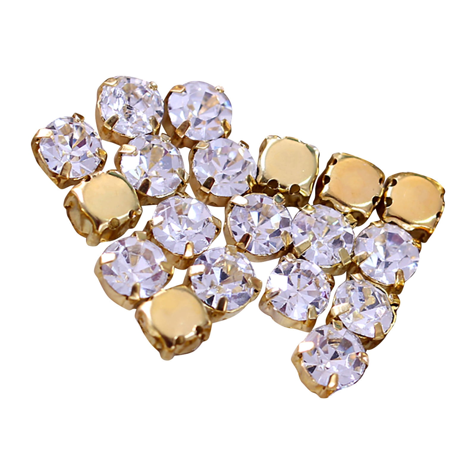 LUCKYXTT Round Shapes & Gold Sew On Rhinestones With Crystal Glass ...