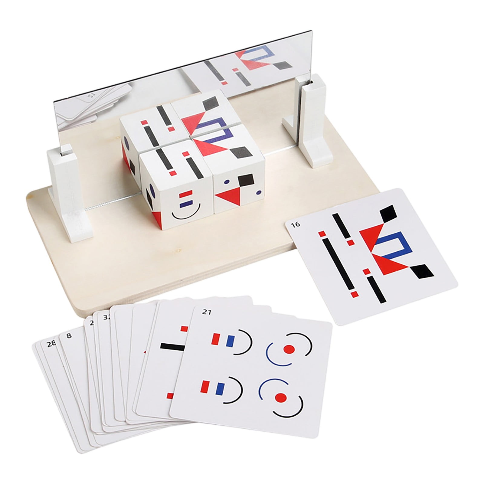 LUCKYXTT Wooden Mirrored Facial Expression Puzzle Building Toy Changing ...