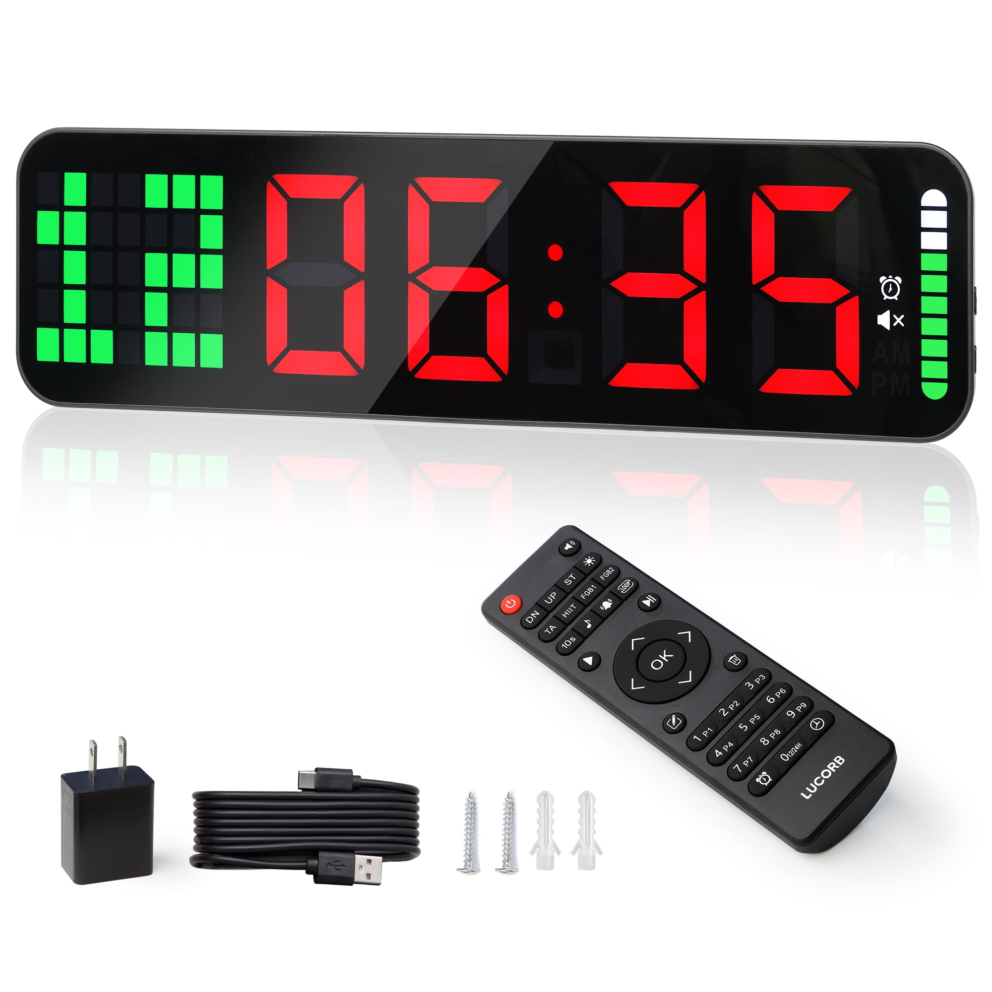 LUCORB Gym Timer Clock, Large Digital Wall Countdown Timer with Remote ...