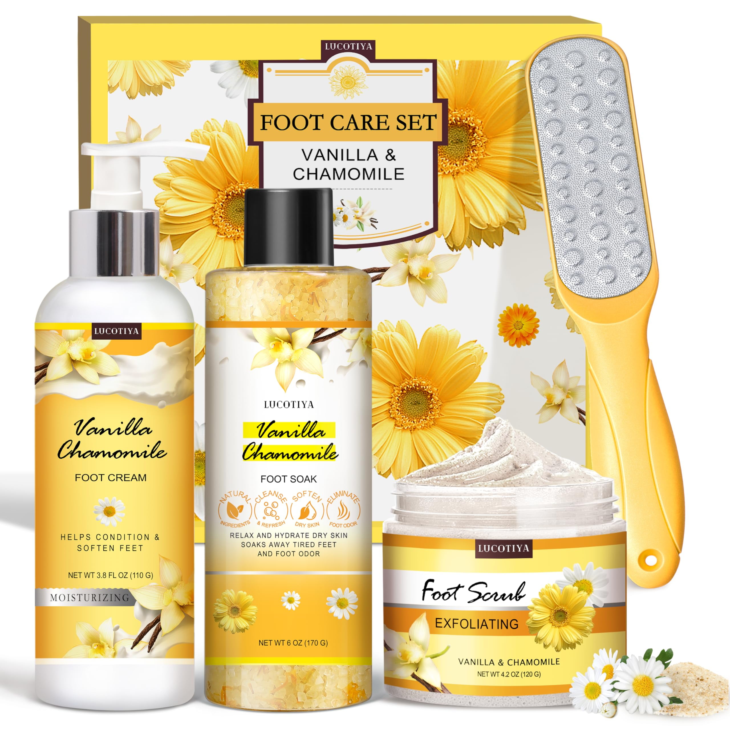 LUCOTIYA Foot Soak Set KEF28 Pedicure Kit, Vanilla chamomile Foot Soak ...