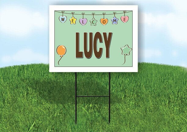 LUCY WELCOME BABY GREEN 18 in x 24 in Yard Sign Road Sign with Stand ...