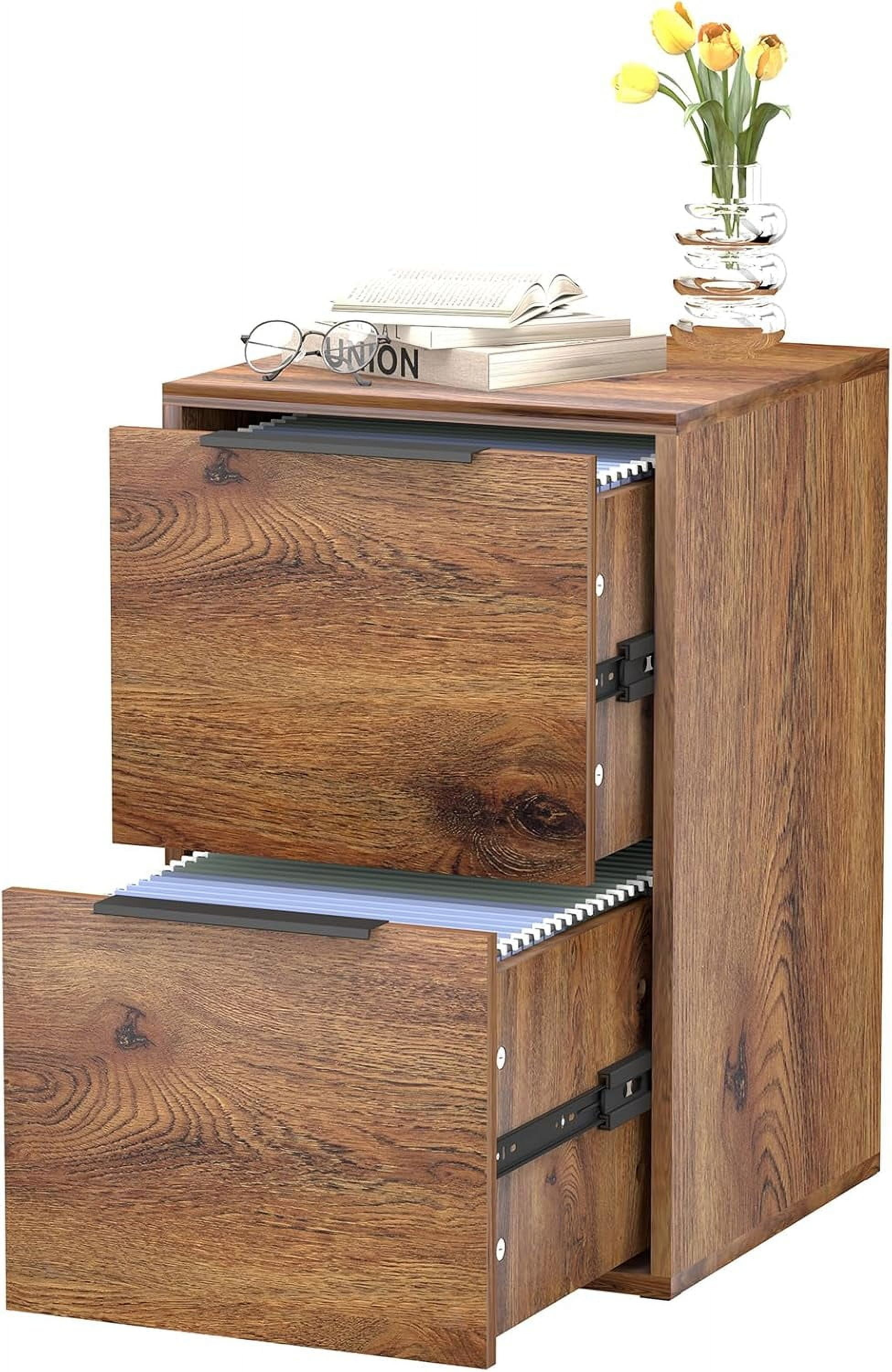 LUCYPAL 2-Drawer Wood File Cabinet,Wooden Drak Brown File Cabinets for ...