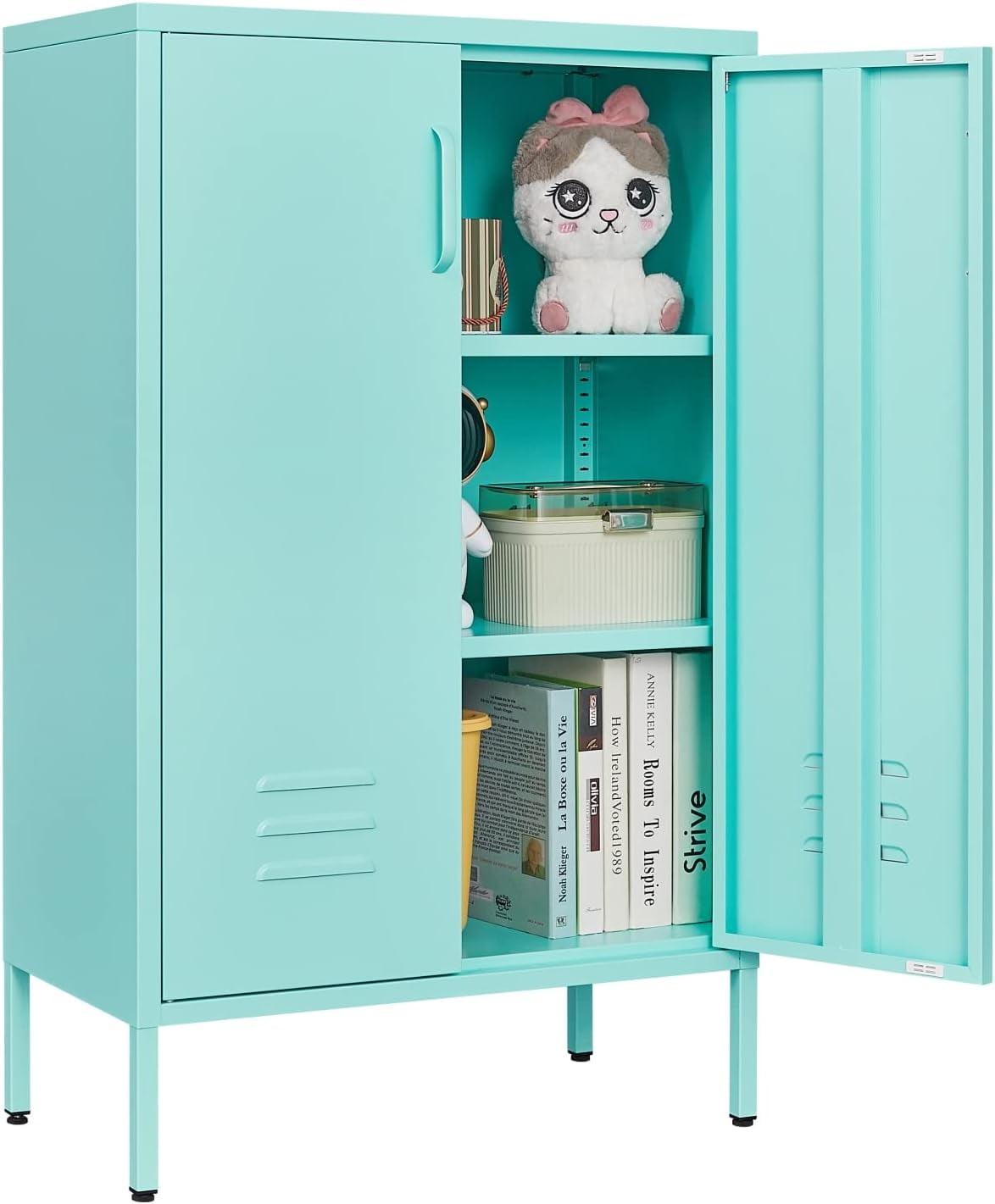 LUCYPAL Metal Locker Style Accent Storage Cabinet with 2 Door,Steel ...