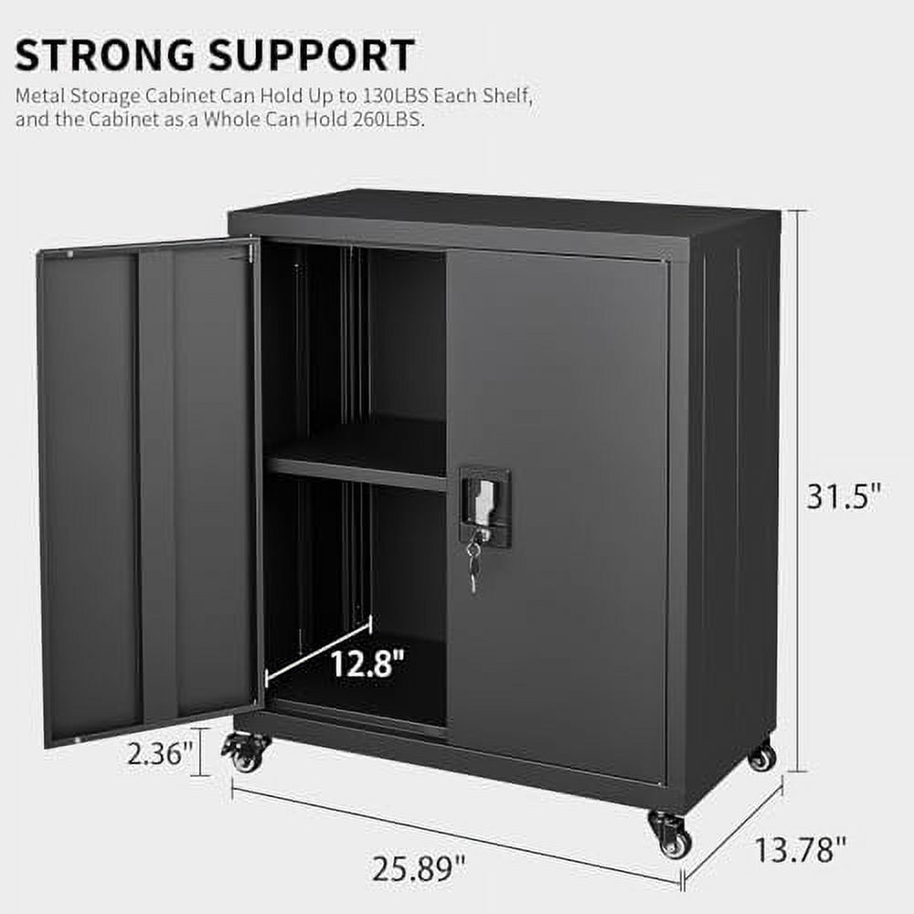 LUCYPAL Metal Storage Cabinet with Wheels,Lockable Steel Storage ...