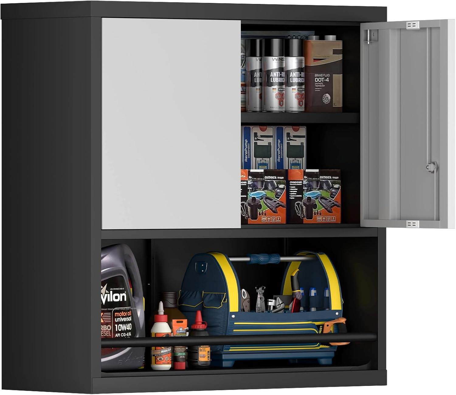 LUCYPAL Metal Wall Storage Cabinet with Adjustable Shelf,Garage Wall ...