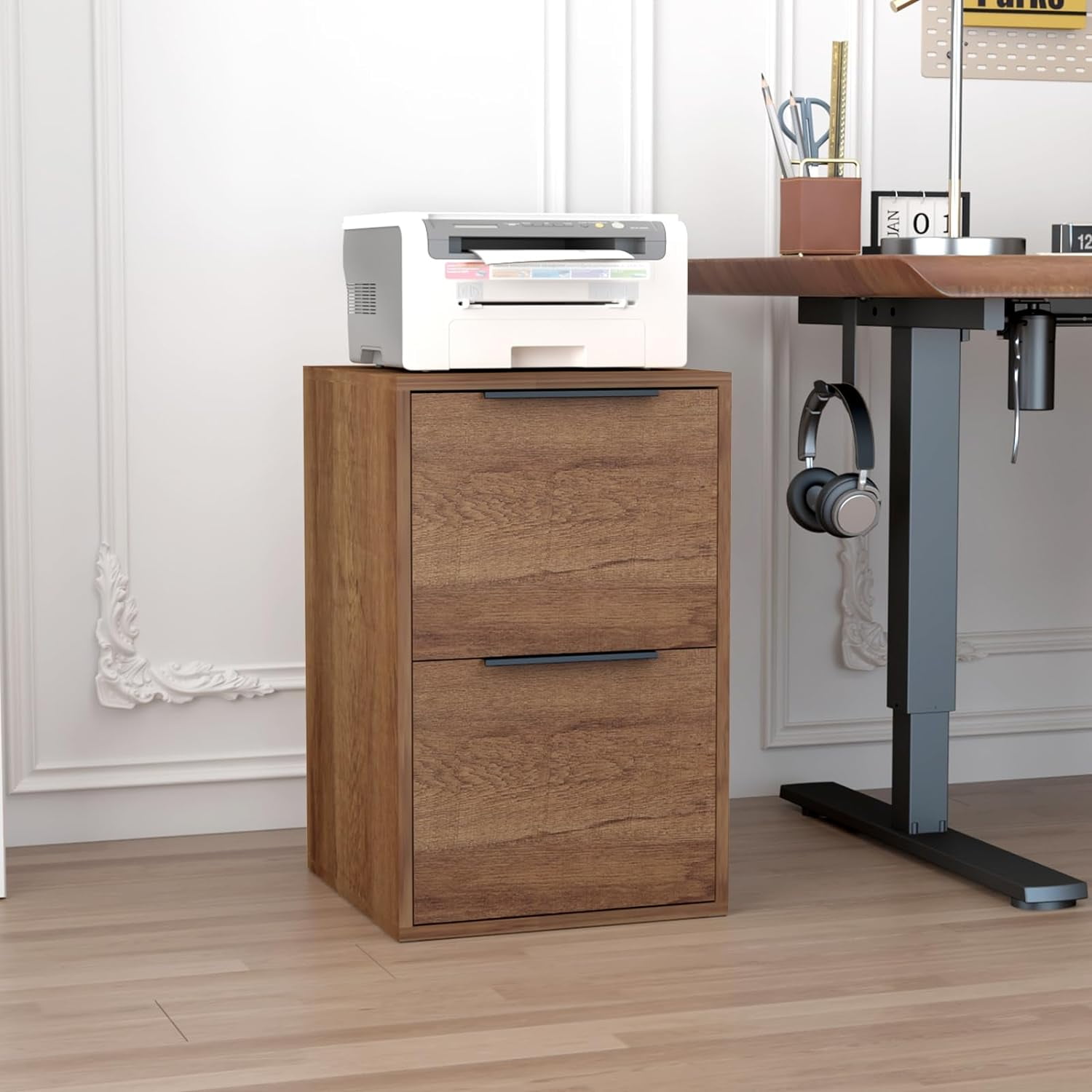 LUCYPAL Wood File Cabinet,2 Drawer Filing Cabinets for Home Office ...