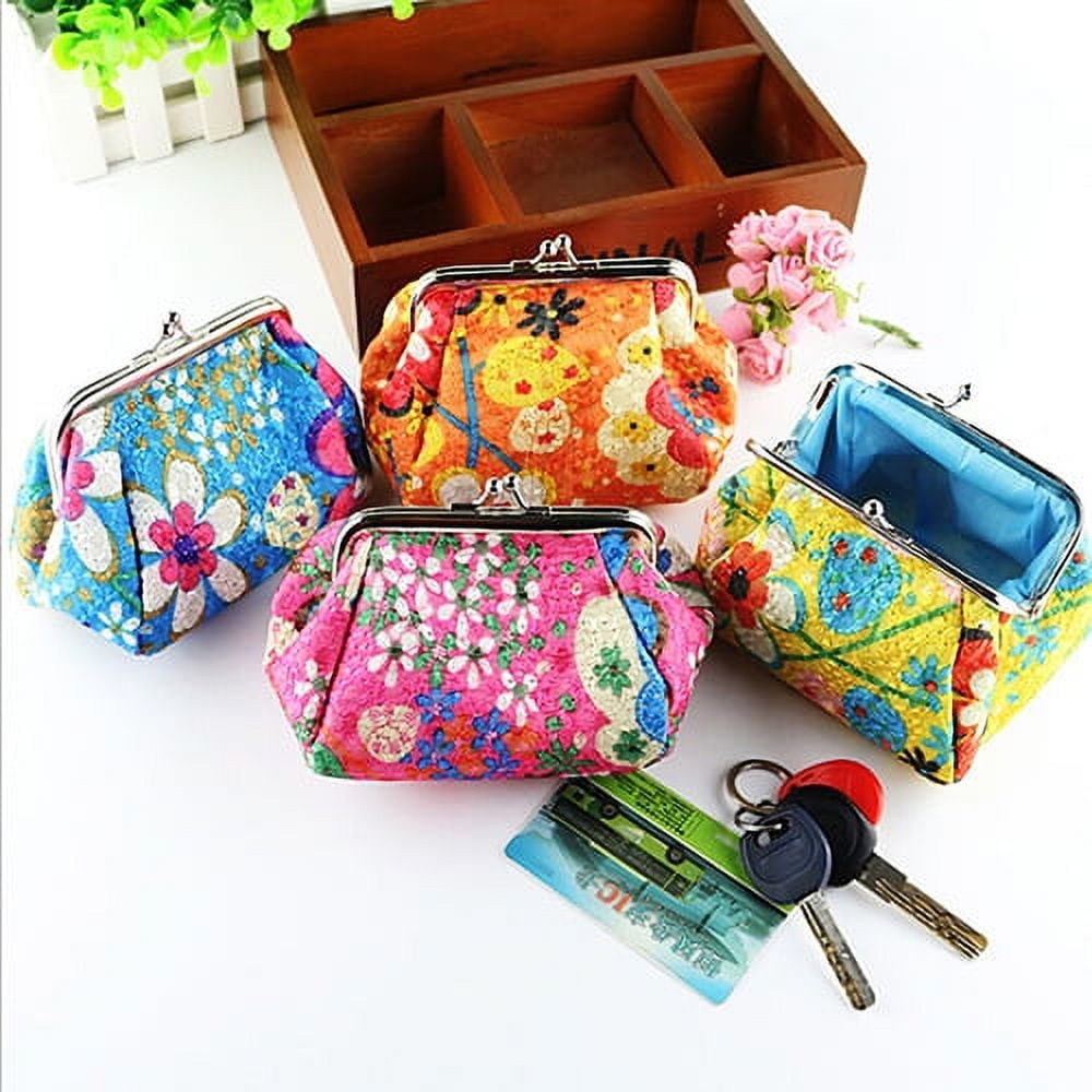 LUDLZ Coin Purse, Embroidered Polyester Fashion Style Cute Flowers ...
