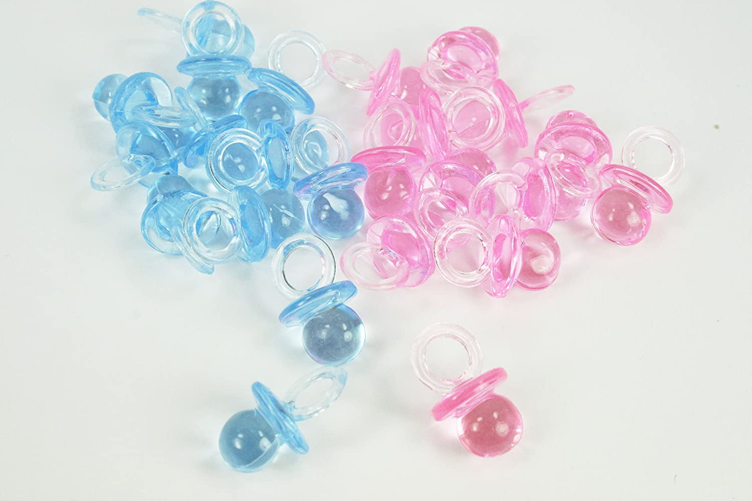 LUDLZ Mini Pacifiers Baby Shower Party Favors, Acrylic Clear, 50 Count ...