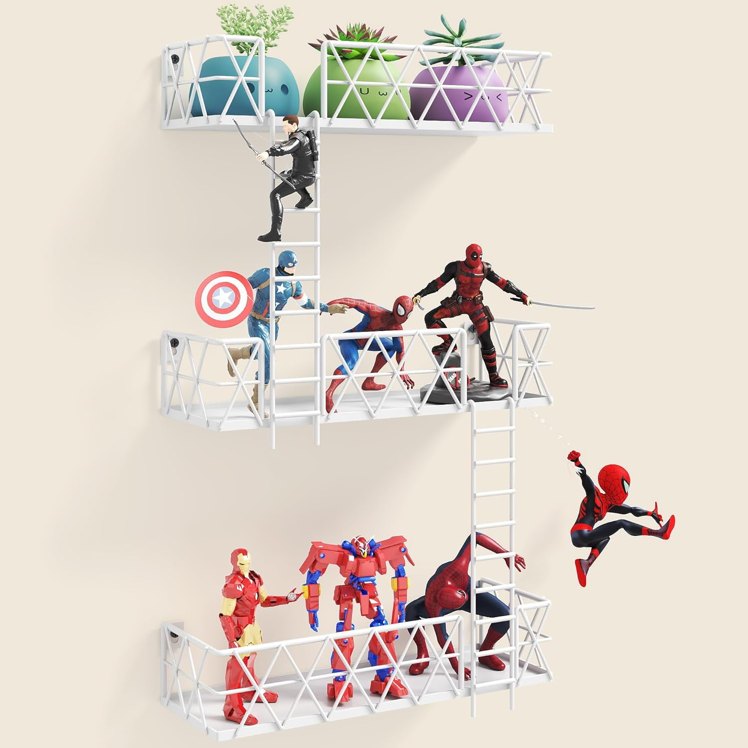 LUDOUR Fire Escape Wall Shelf - 3 Tier Fire Escape Ladder Wall Shelf 16 ...