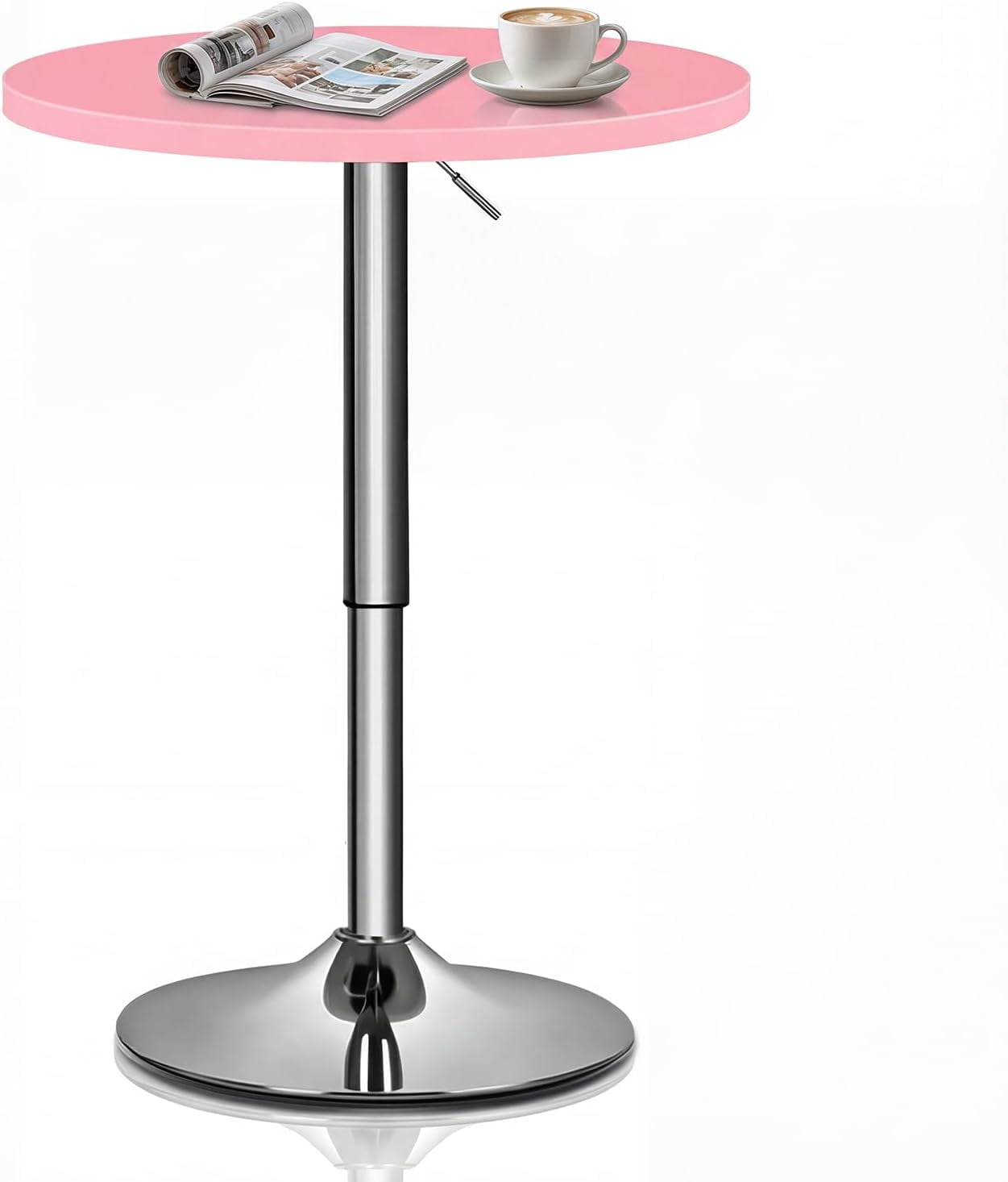 LUDYSHARE 23.5" Round Adjustable Height Bar Table, 27.5"-36" Hydraulic ...
