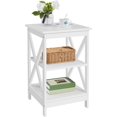LUDYSHARE X-Design 3-Tier End Table, White Wood Side Table for Living ...