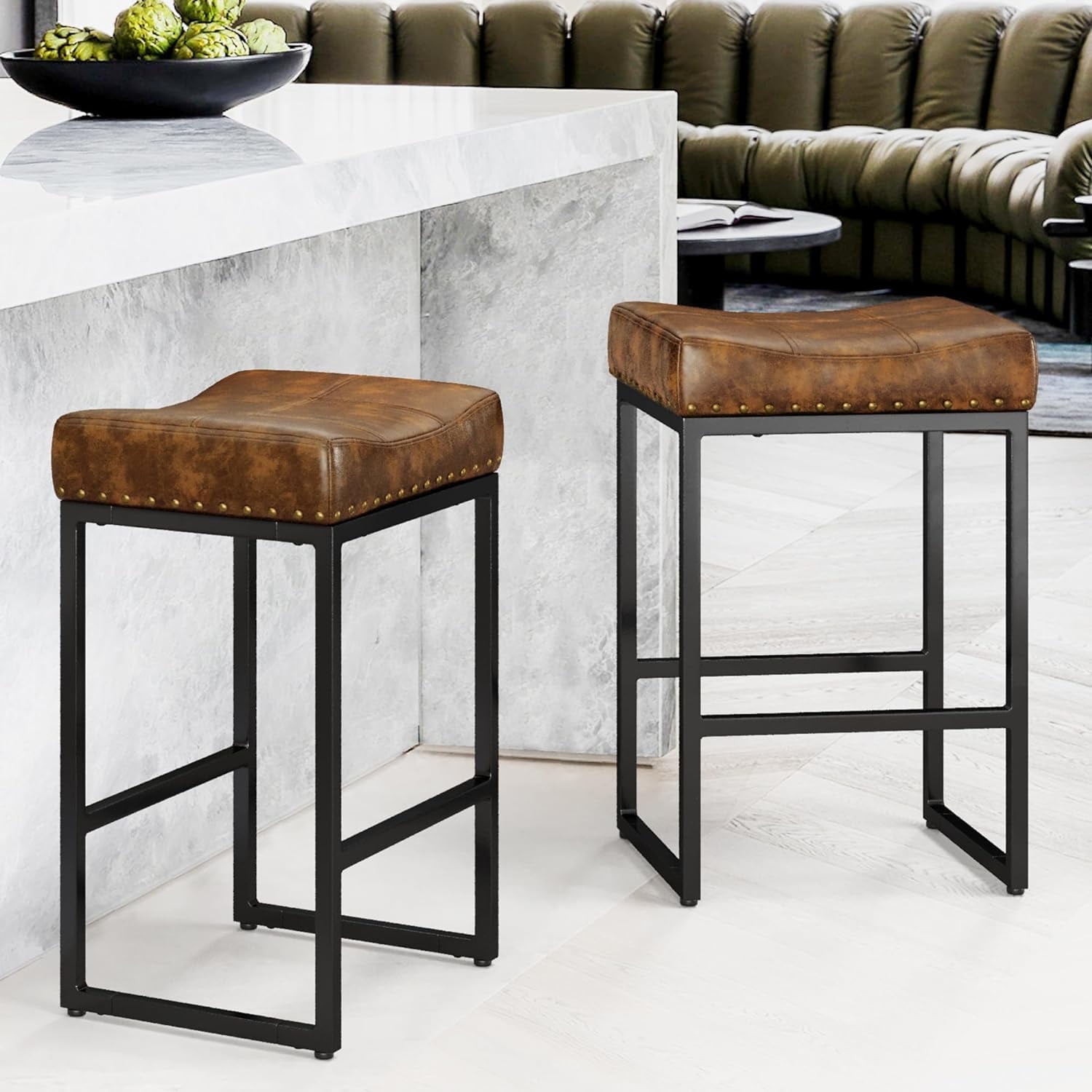 Belfast Saddle 24" Stools, Set of 2, Multiple Colors - Walmart.com