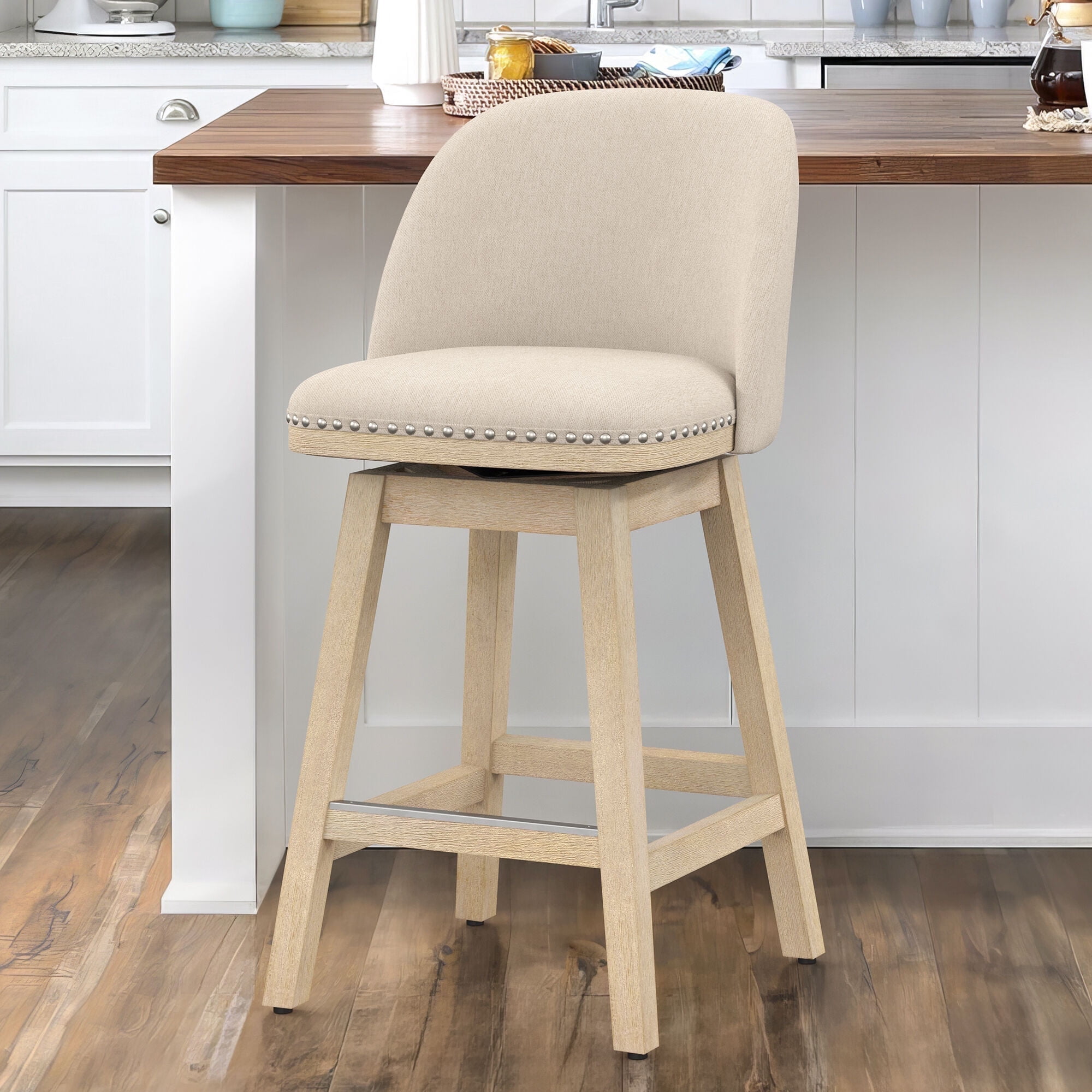 LUE BONA 26'' Swivel Bar Stools, Counter Height Bar Stools with Back ...