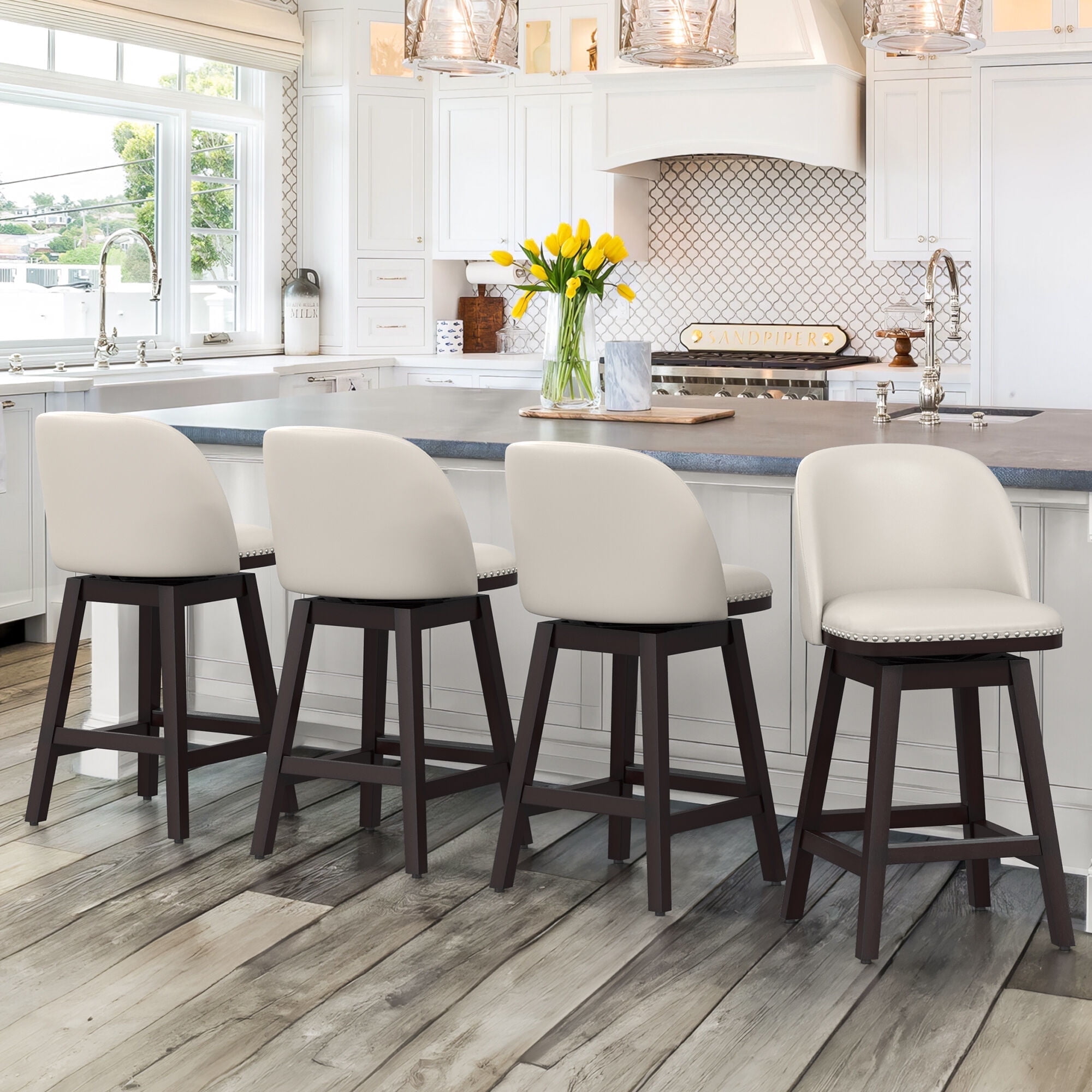 LUE BONA 26'' Swivel Bar Stools Set of 4, Counter Stools with Back ...