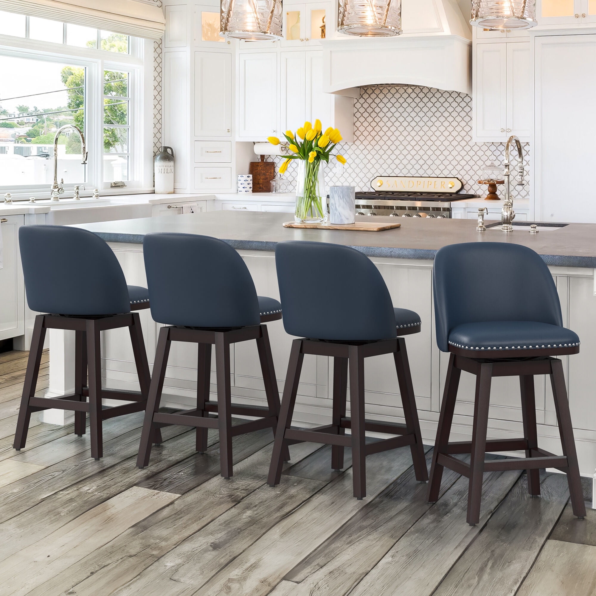 LUE BONA 26'' Swivel Bar Stools Set of 4, Counter Stools with Back ...