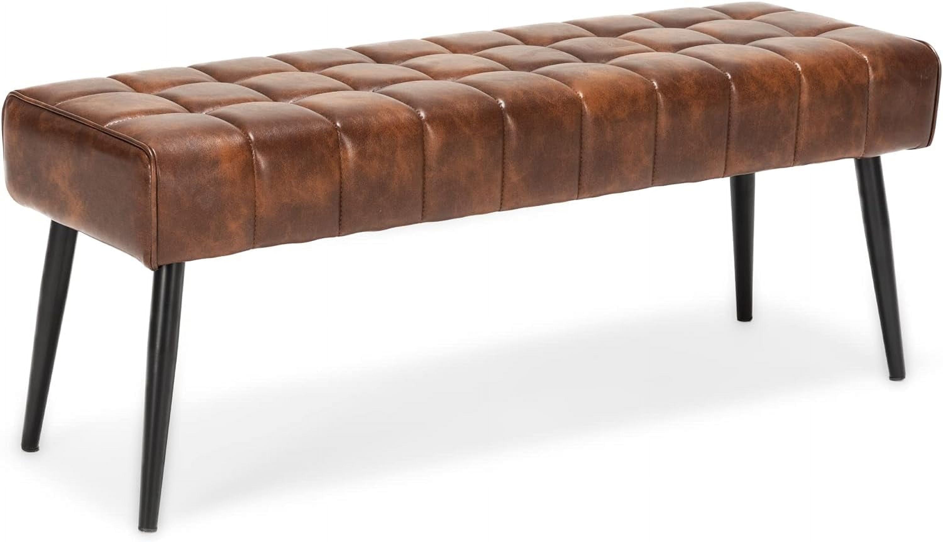 Duhome Faux Leather Upholstered Bench Mid-century Modern Tufted Dark ...